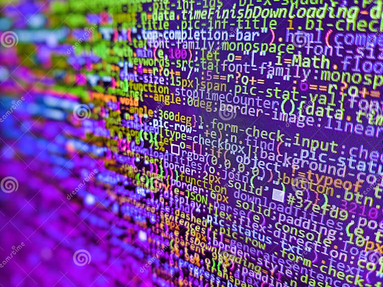 Lines of Css Code Visible. Website Development. Software Programming Work Time. Php Language and ...