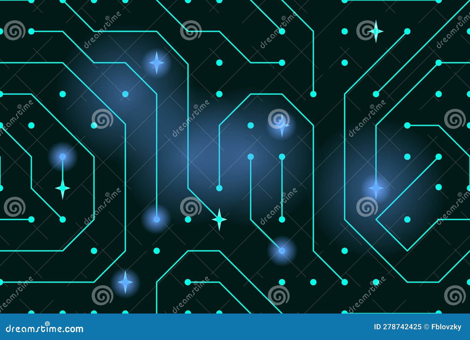 Lines Dots and Lights, Scheme on Black Background, Seamless Pattern ...