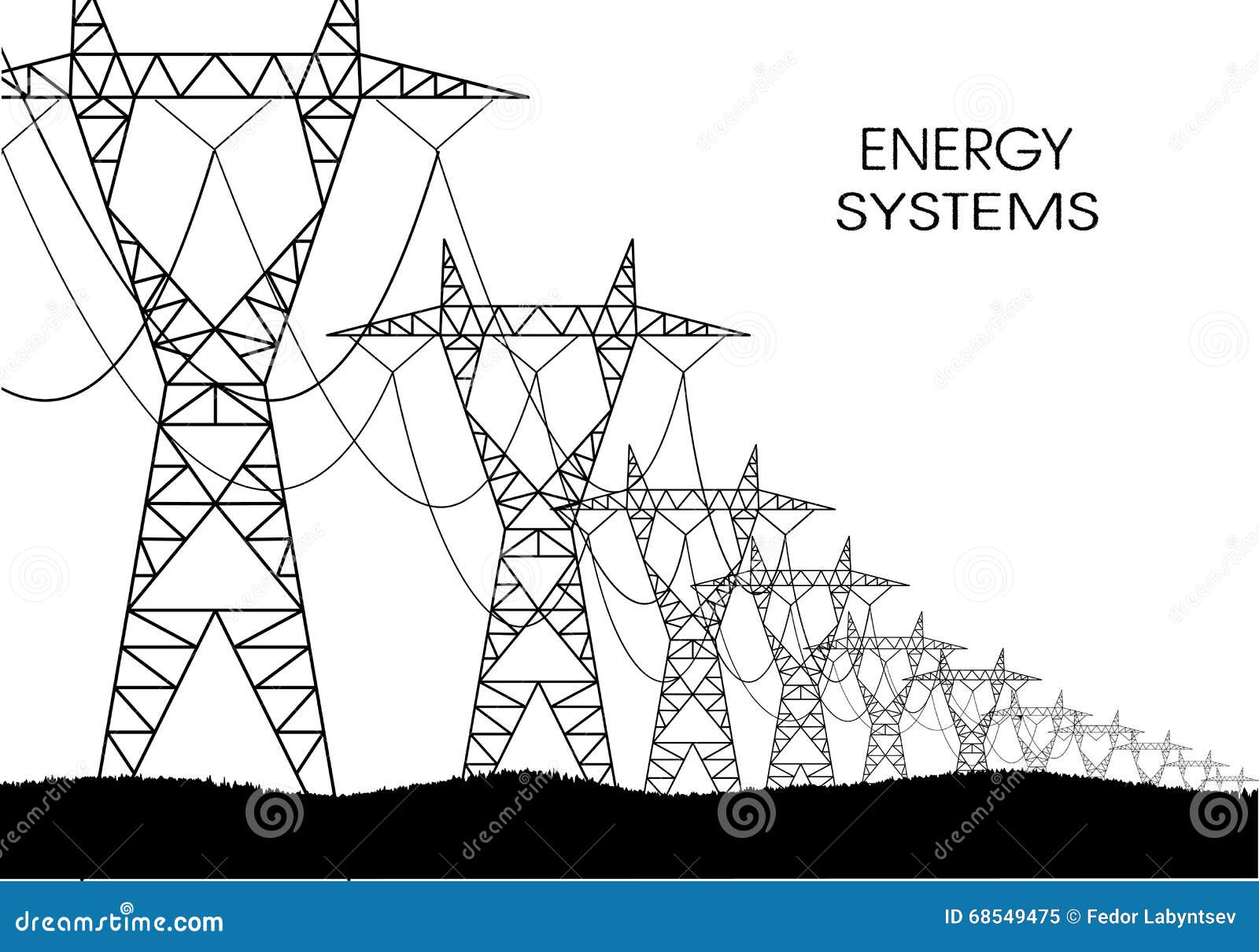 Lines of Electricity Transfers on a White Background Stock Vector ...
