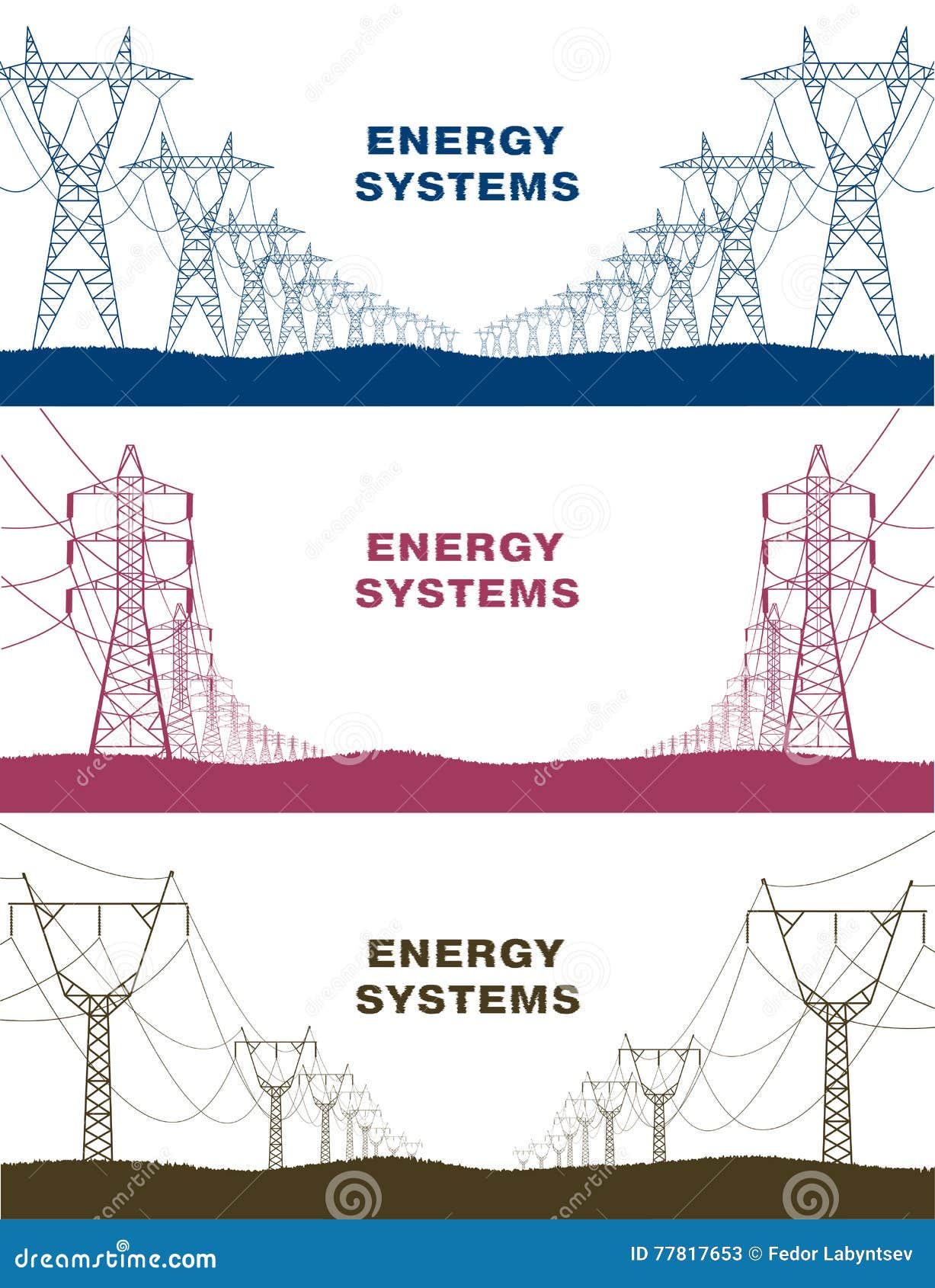 Lines of Electro Transfers Monochrome Landscape Stock Vector ...