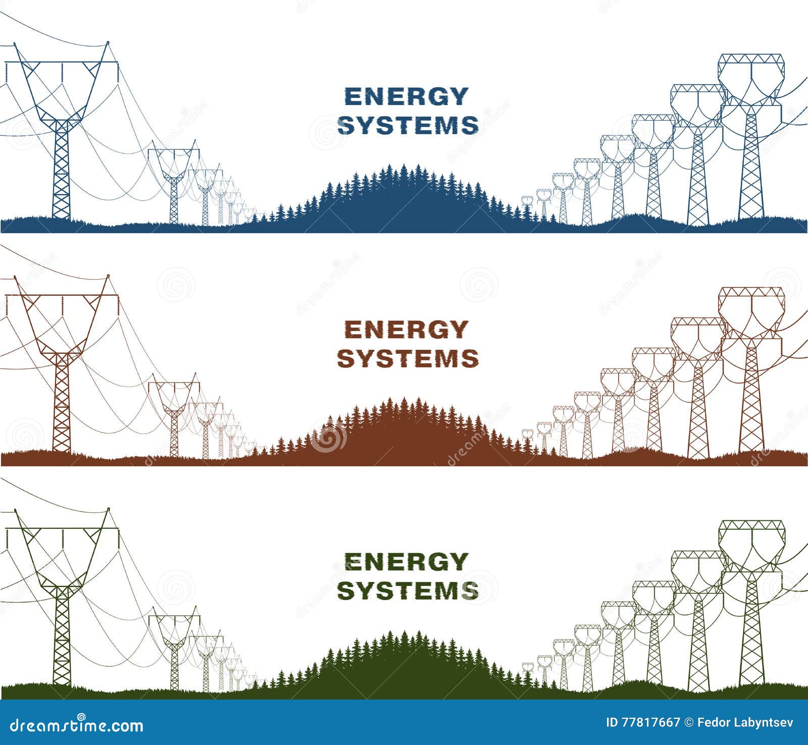 Lines of Electro Transfers Monochrome Landscape Stock Vector ...
