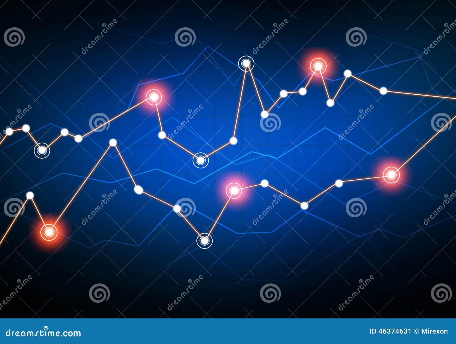Lines in Graphs Connect Networking Luminous Points. Stock Illustration ...
