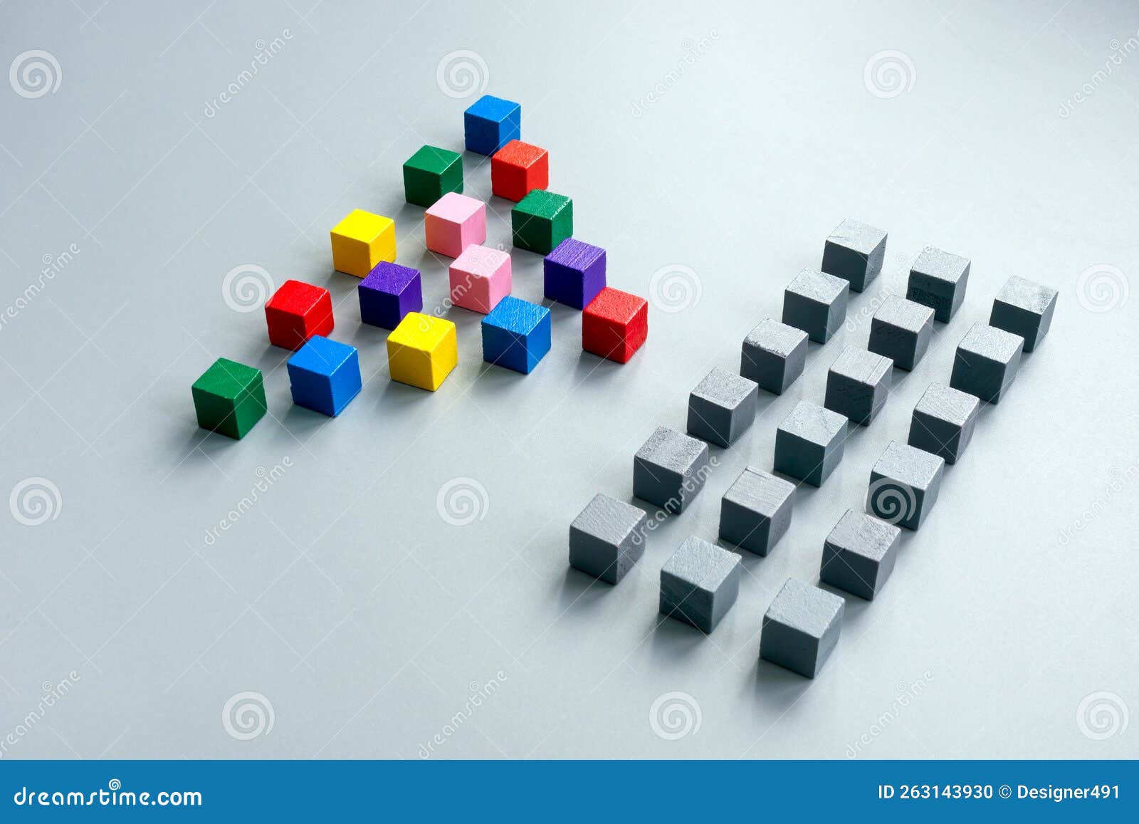 Lines of Gray Cubes and a Pyramid of Multi-colored Ones As a Concept of ...
