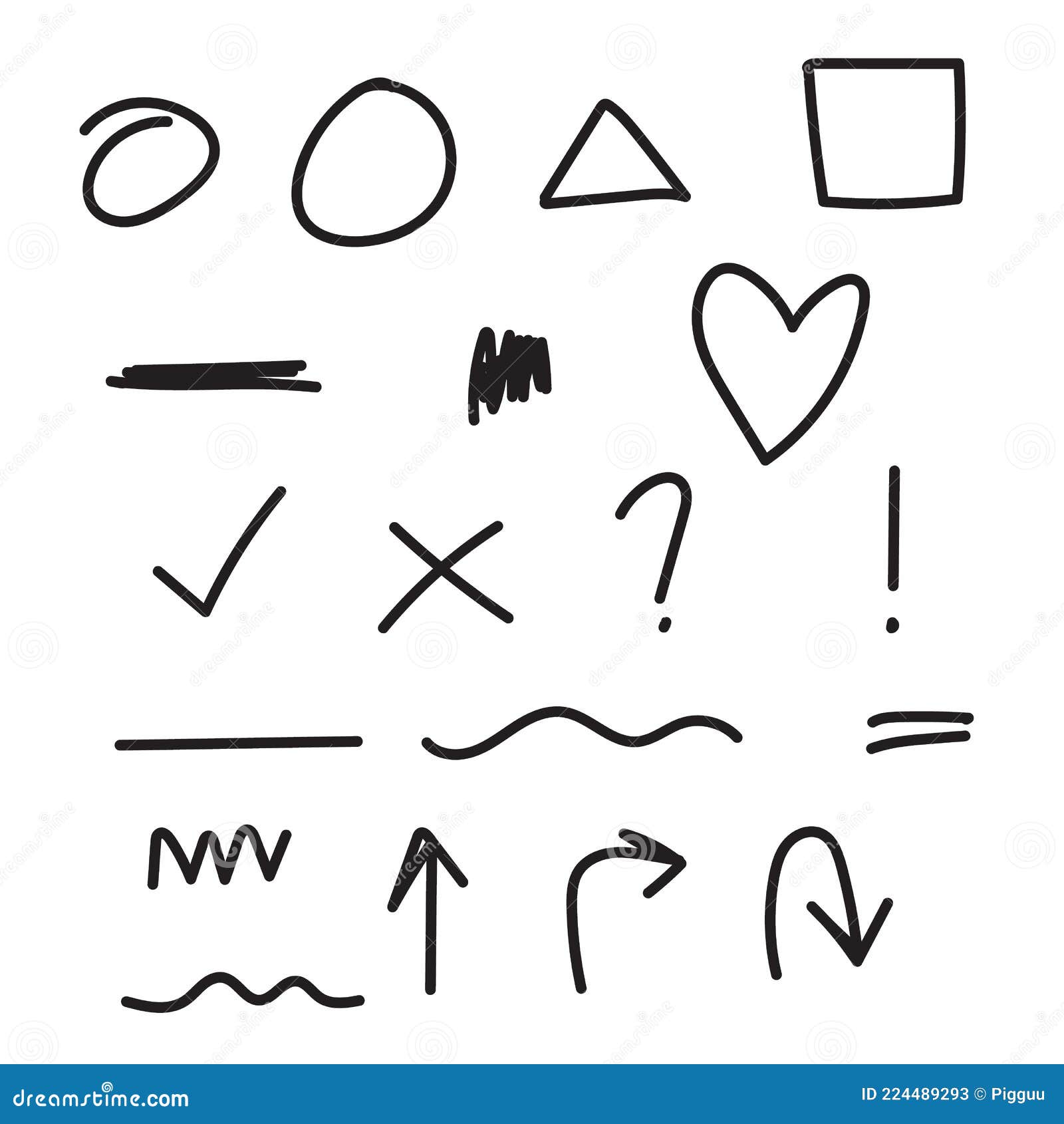 Lines Hand Drawn with Different Shape Stock Illustration - Illustration ...