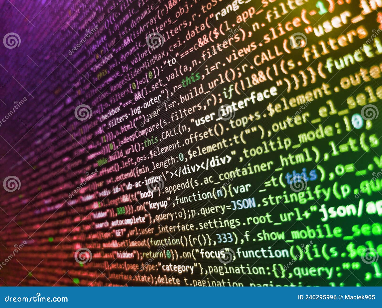 Lines of Html Code Visible. Binary Code Digital Technology Background. Writing Program Code on ...