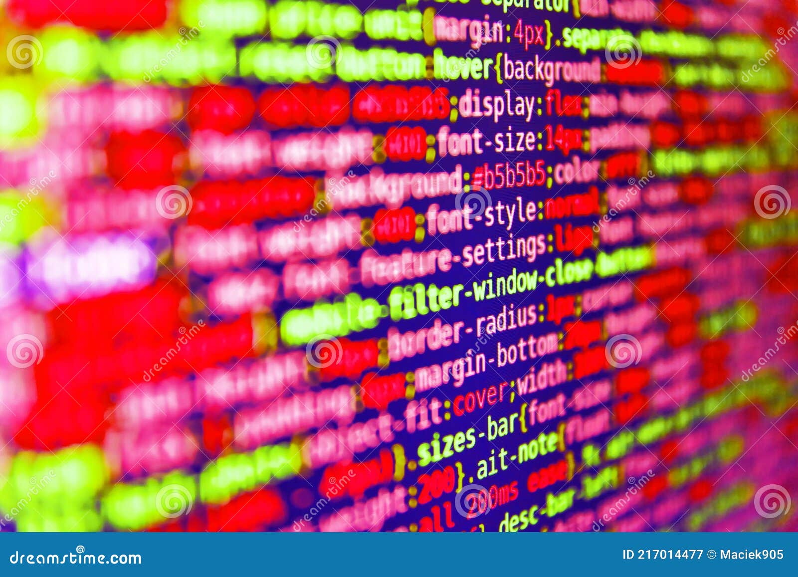 Lines Of Html Code Visible Php Development Software Site Code Closeup Of Java Script And Html