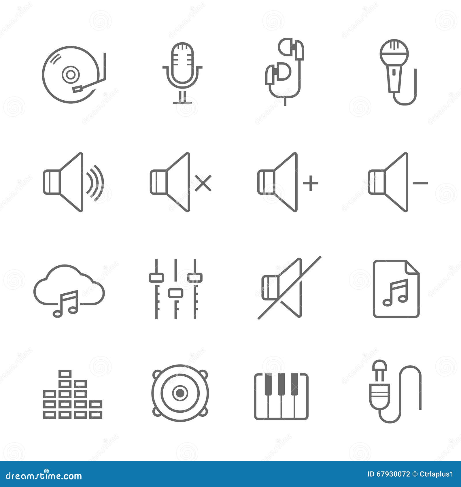Lines Icon Set - Audio Controller Stock Vector - Illustration of device ...
