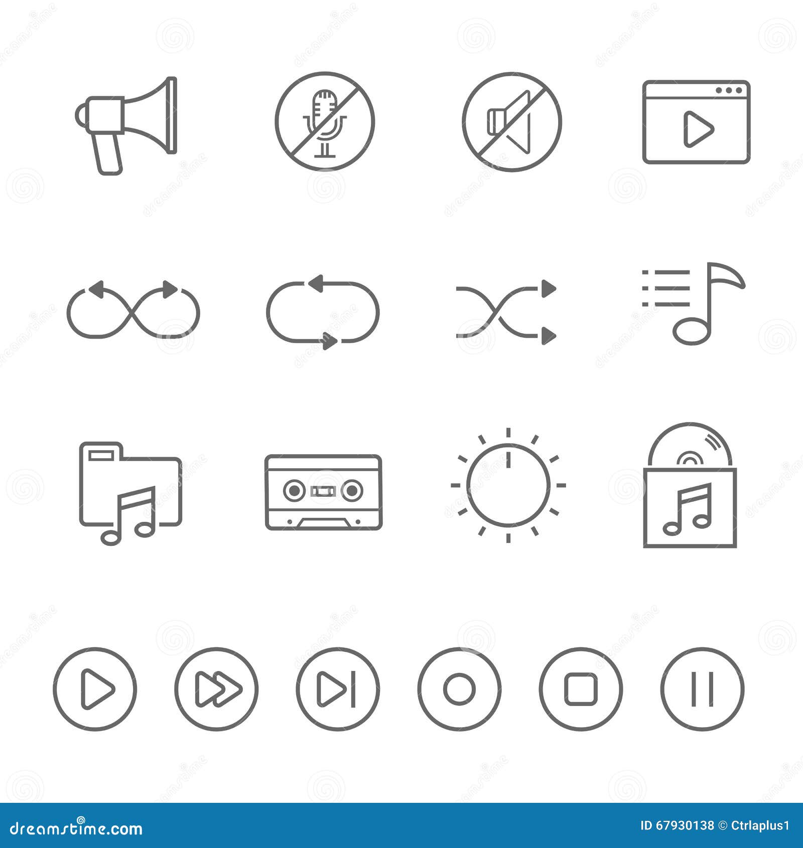 Lines Icon Set - Audio Controller Stock Vector - Illustration of ...