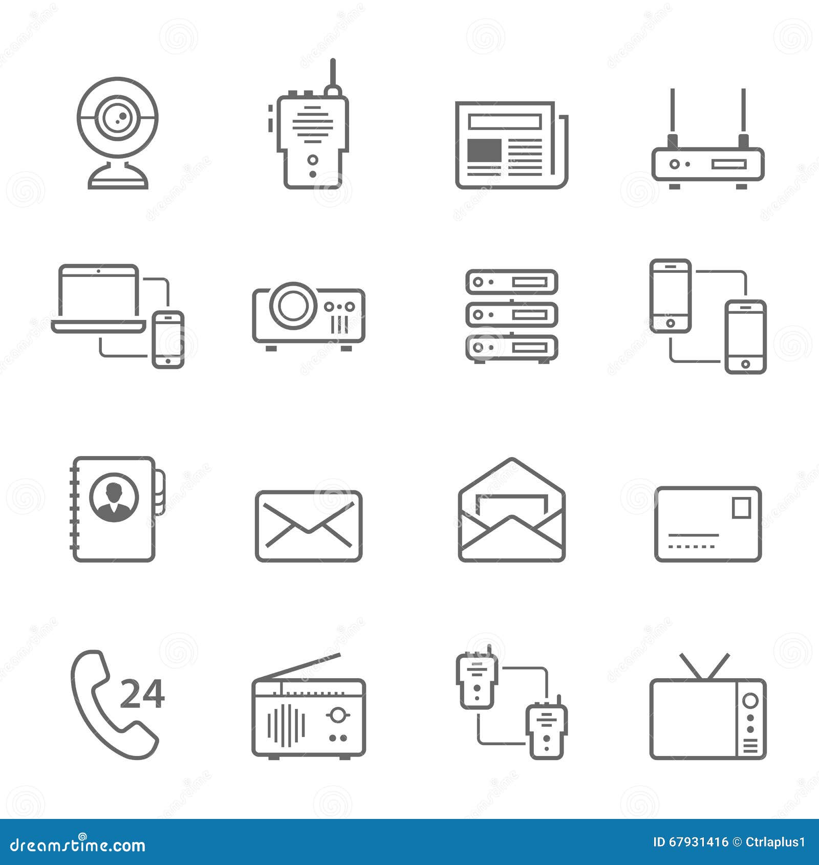 Lines Icon Set - Communication Devices Stock Vector - Illustration of ...