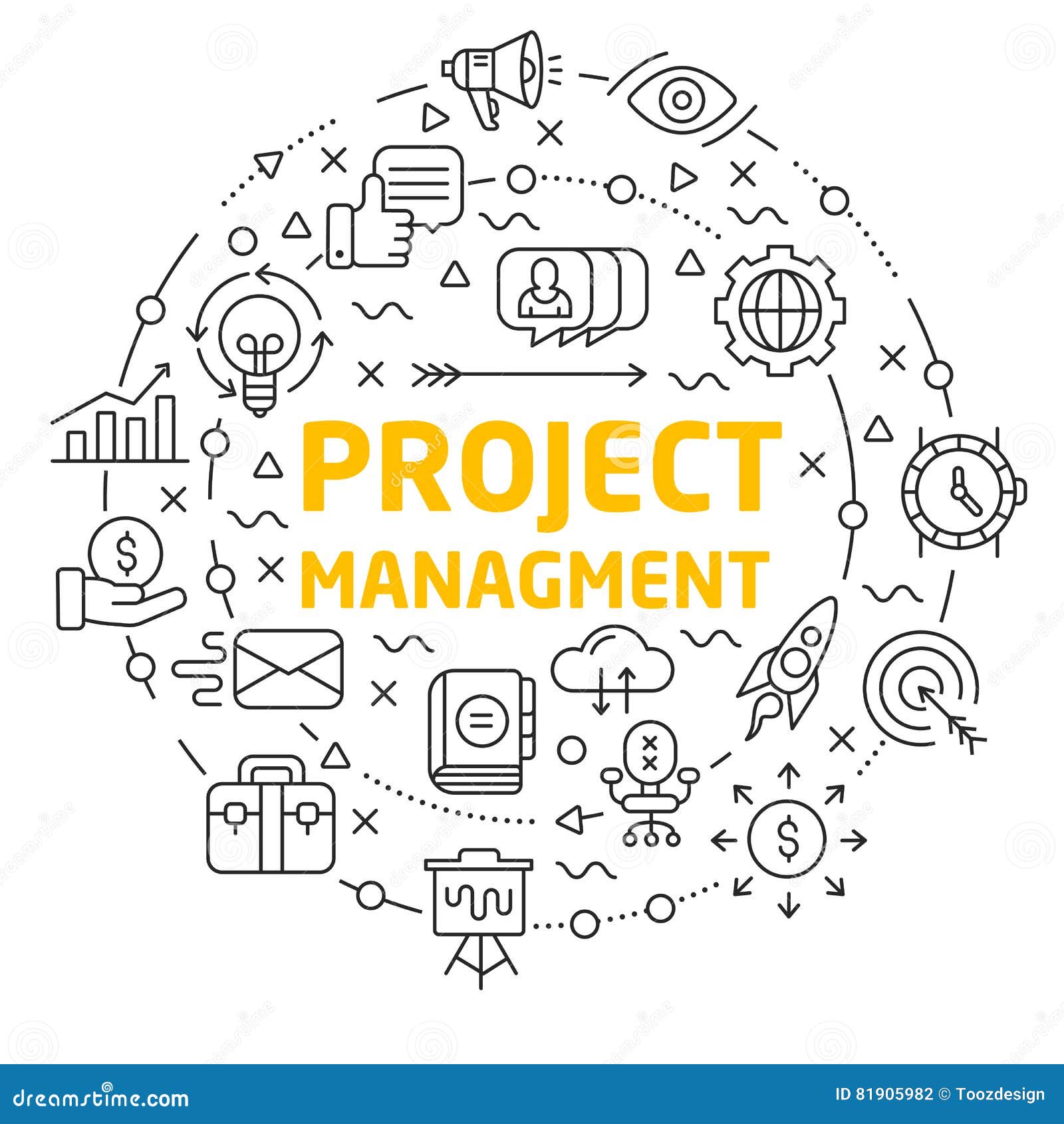 Lines Icons Illustration Circle Project Management Editorial ...