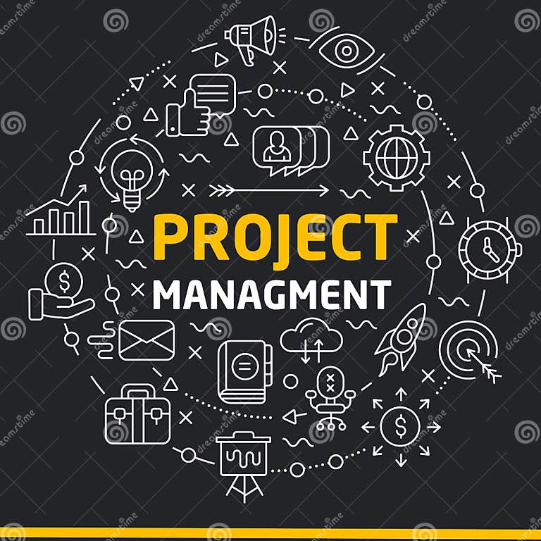 Lines Icons Illustration Circle Project Management Editorial Stock ...