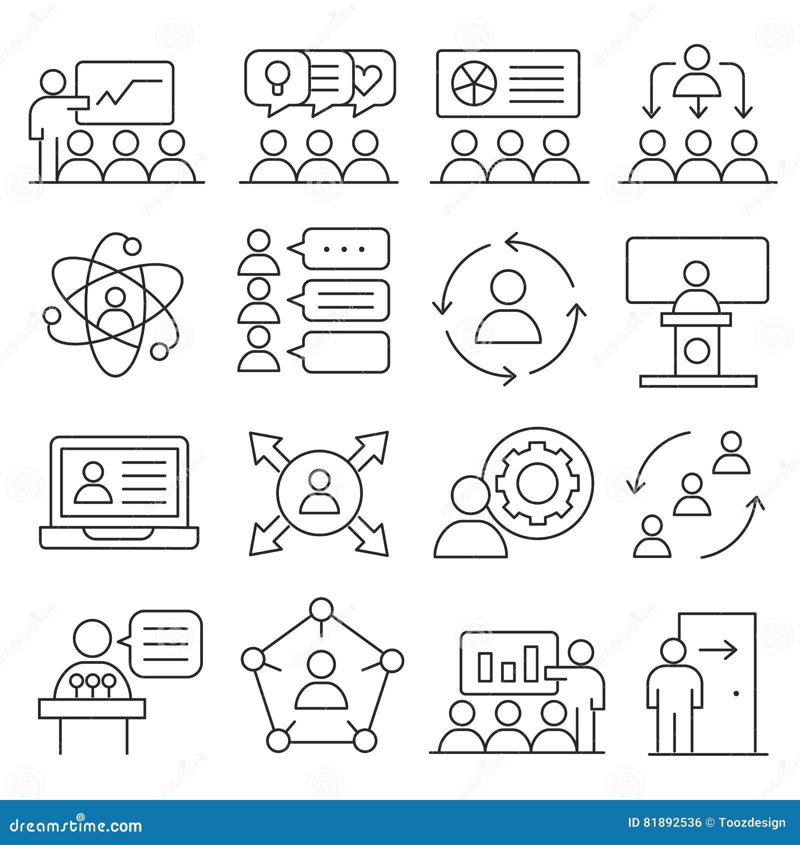 Lines Icons Pack Collection Stock Vector - Illustration of presentation ...