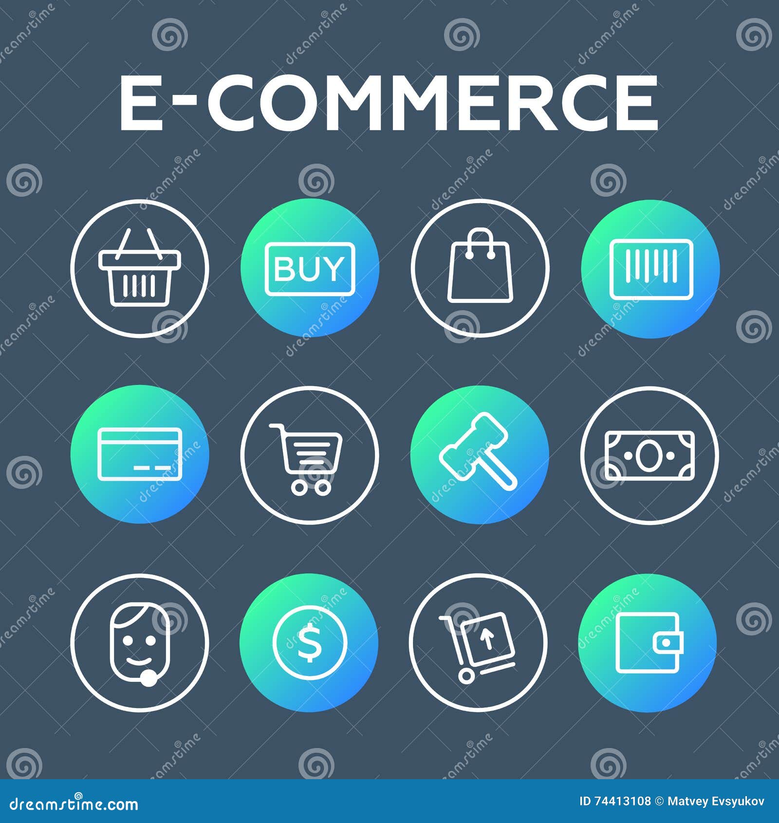 Lines Icons Set, E-commerce Stock Illustration - Illustration of online ...