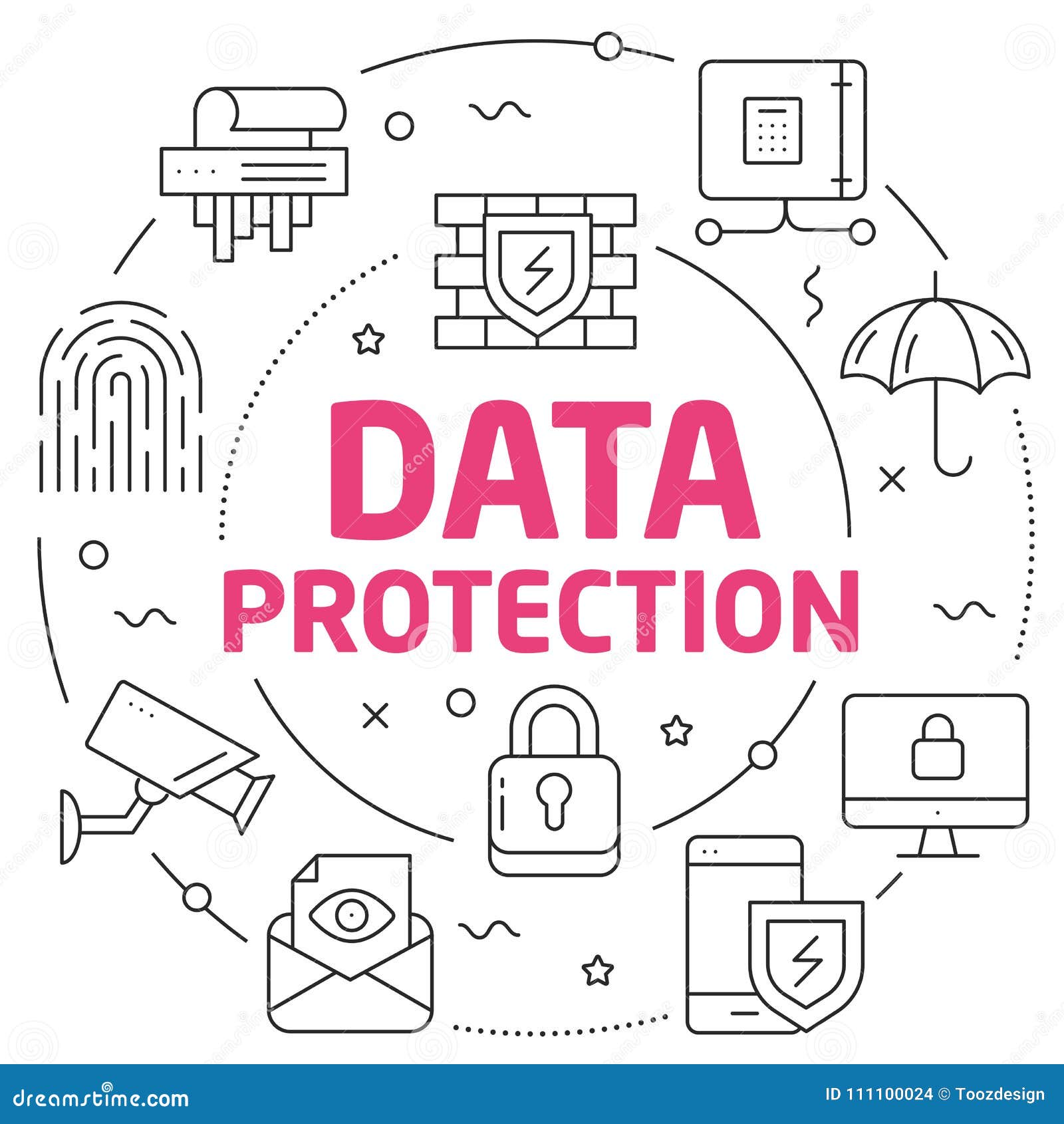 Lines Illustration Data Protection Stock Vector - Illustration of ...