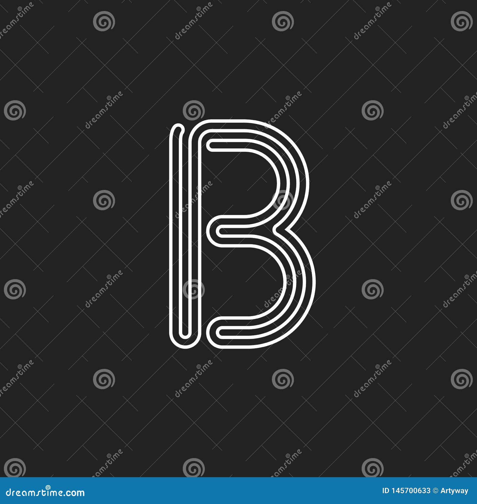 Lines Letter B, Thread Maze Style Vector Latin Letter for Logo and ...