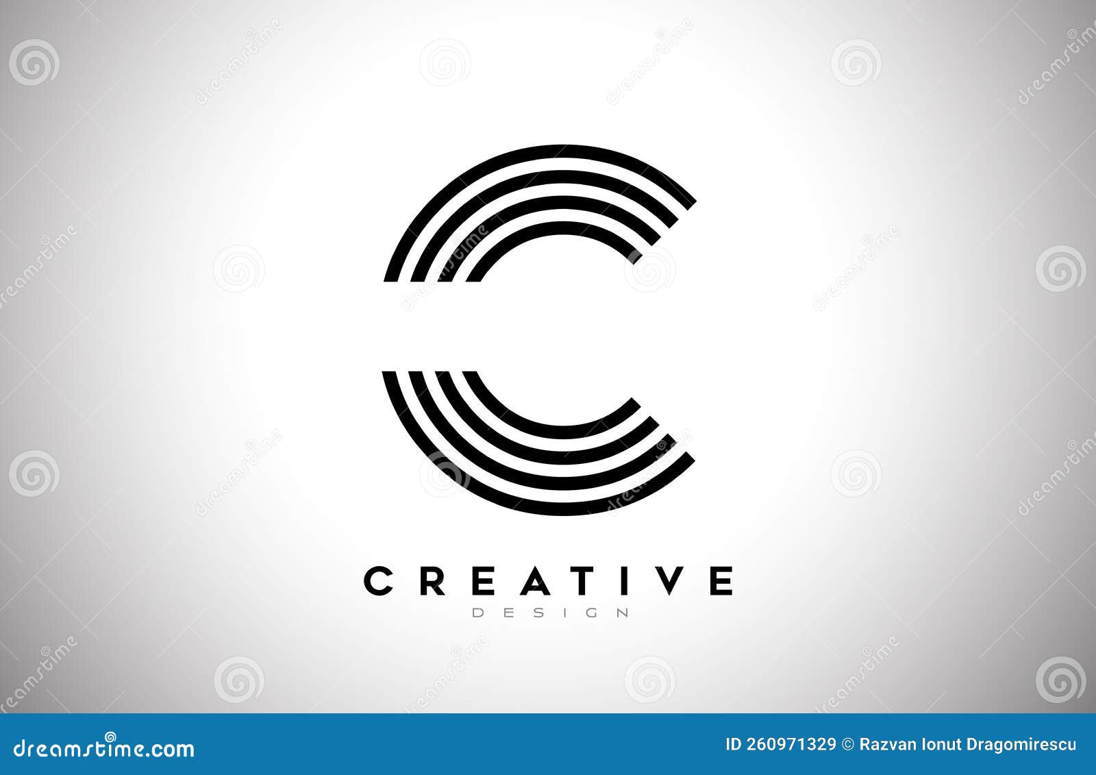 Lines Letter C Logo with Black Lines and Monogram Creative Style Design ...