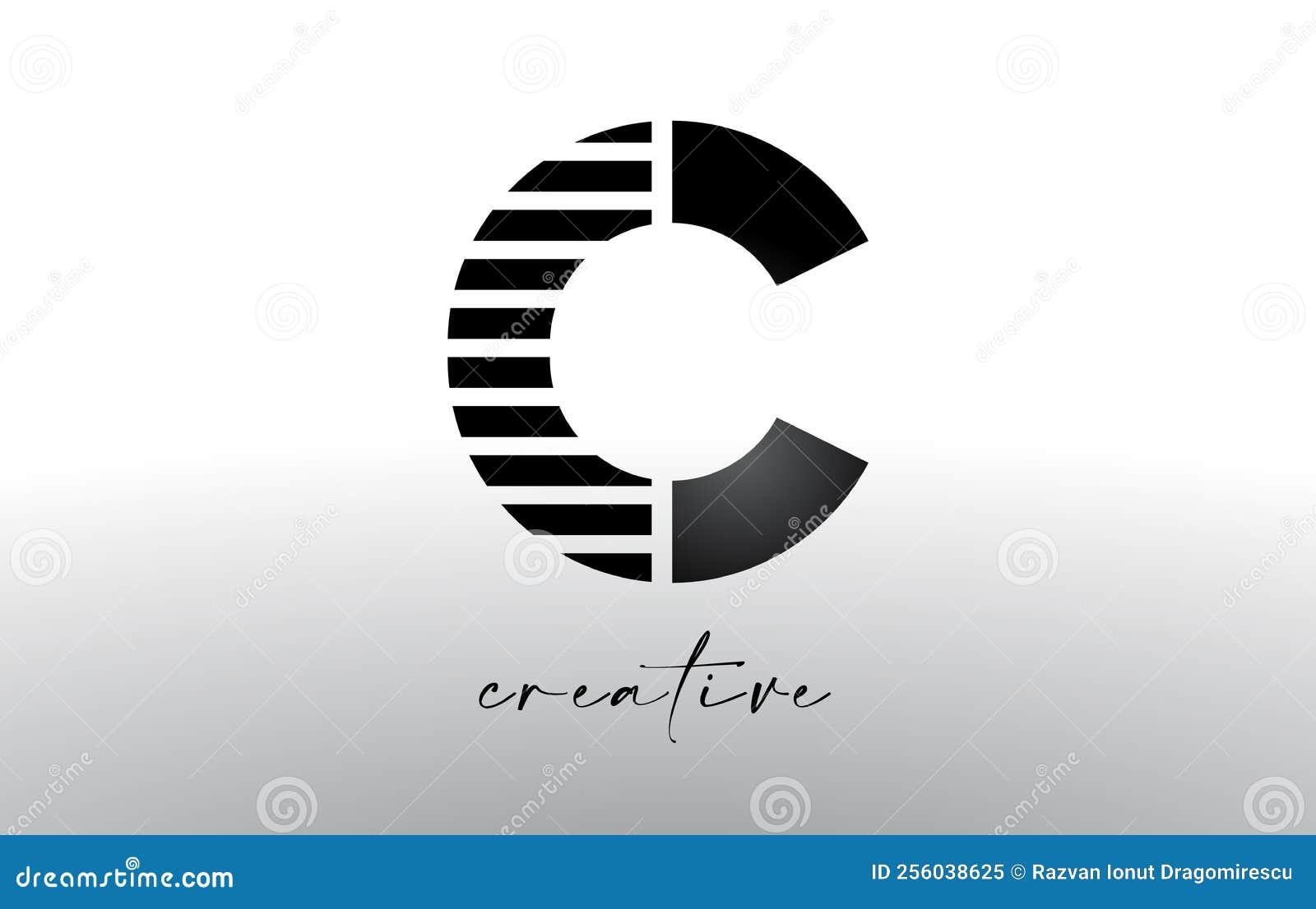 Lines Letter C Logo Design with Creative Lines Cut on Half of the ...