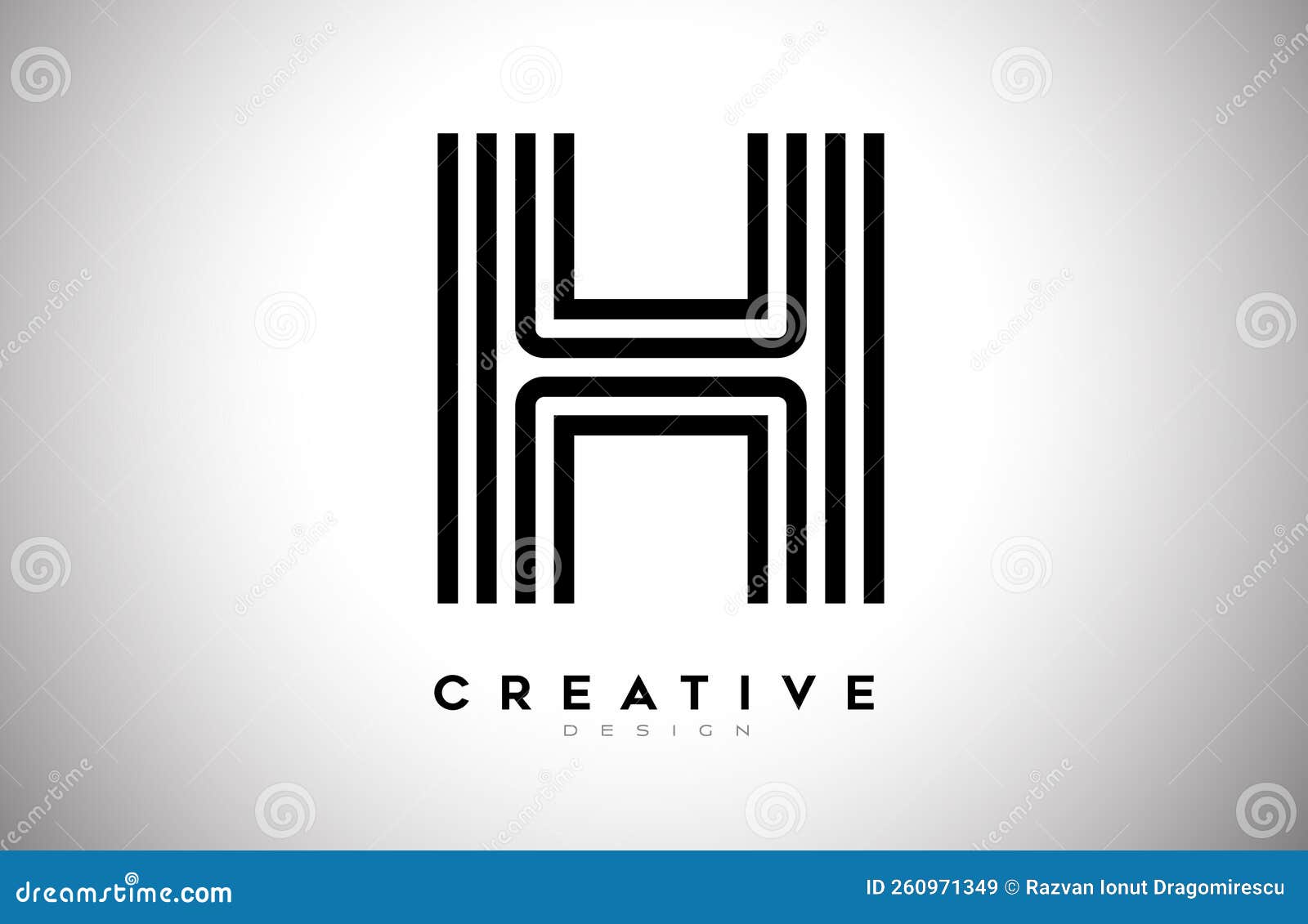 Lines Letter H Logo with Black Lines and Monogram Creative Style Design ...
