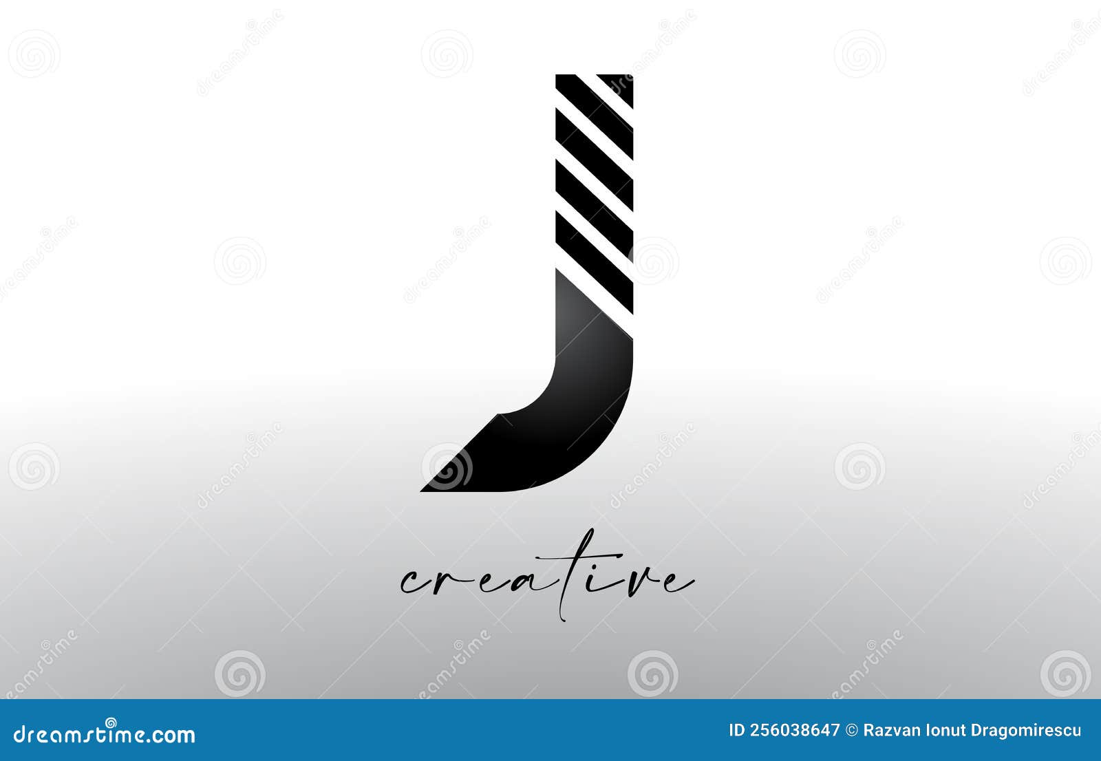 Lines Letter J Logo Design with Creative Lines Cut on Half of the ...