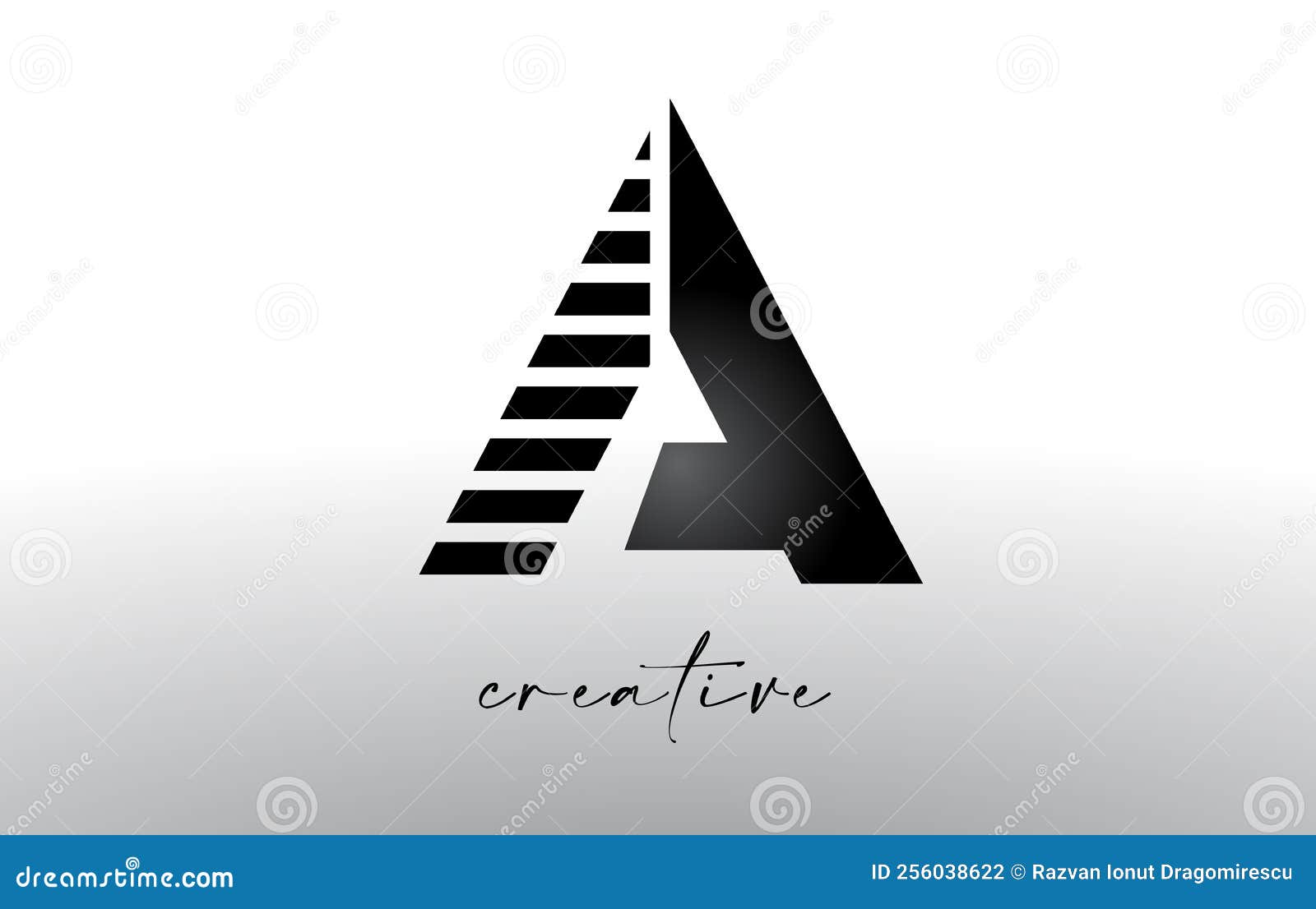 Lines Letter a Logo Design with Creative Lines Cut on Half of the ...