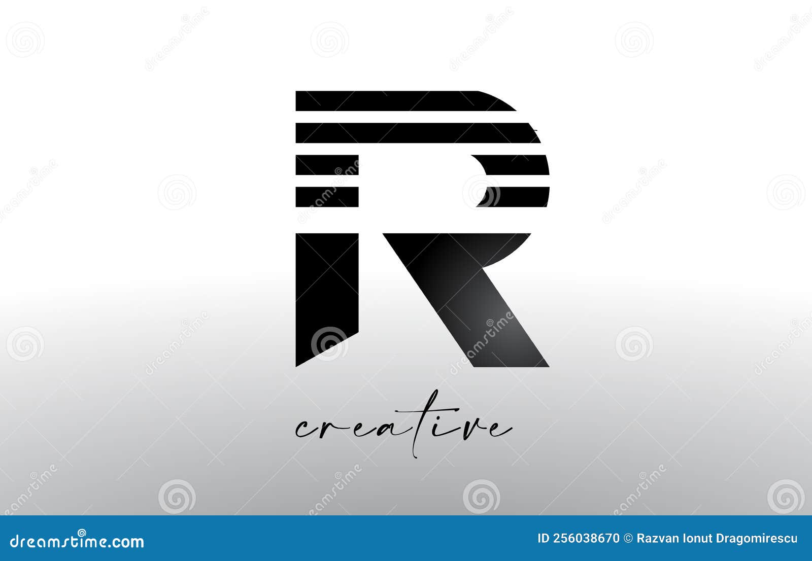 Lines Letter R Logo Design with Creative Lines Cut on Half of the ...
