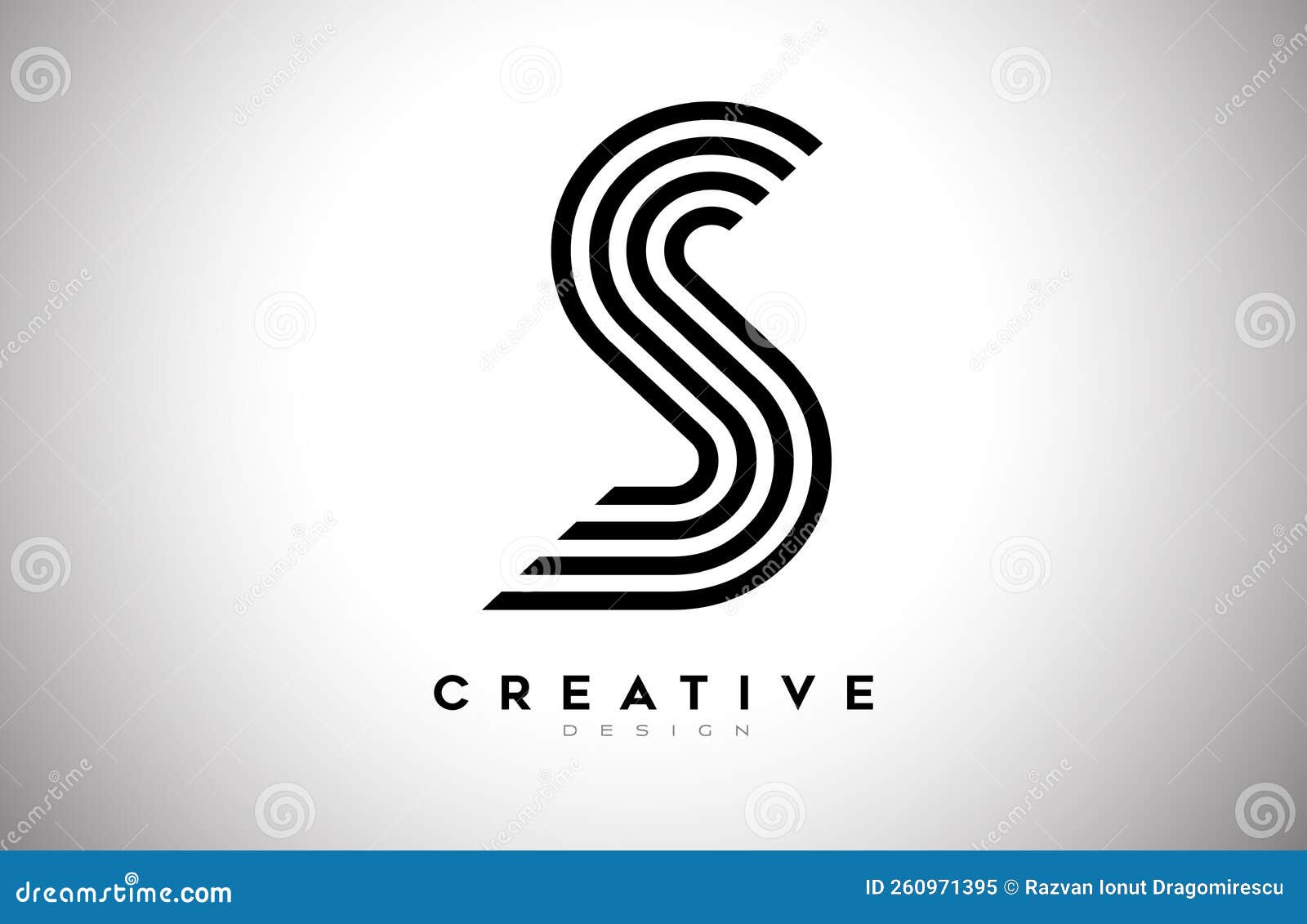 Lines Letter S Logo with Black Lines and Monogram Creative Style Design ...