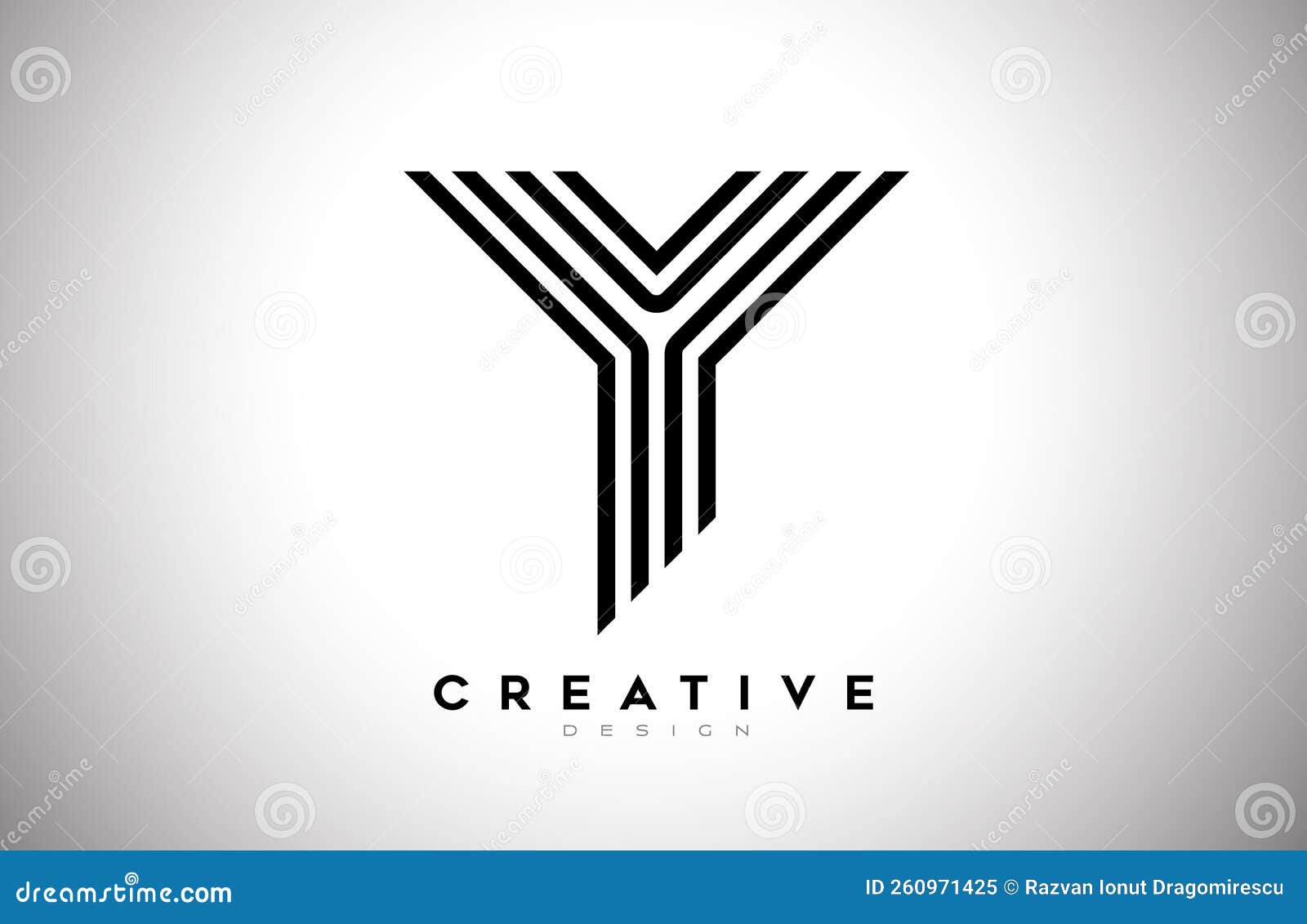 Lines Letter Y Logo with Black Lines and Monogram Creative Style Design ...