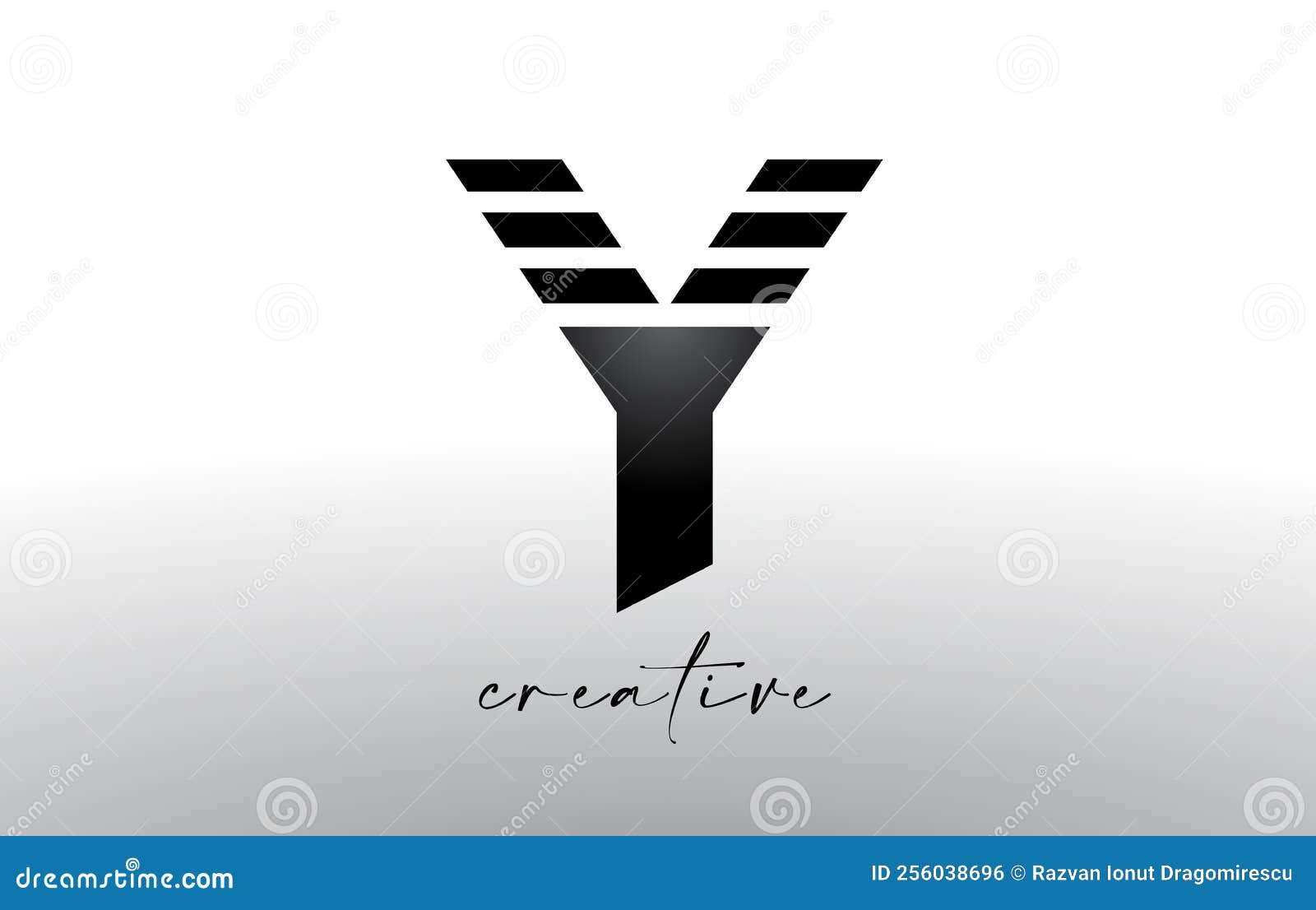 Lines Letter Y Logo Design with Creative Lines Cut on Half of the ...