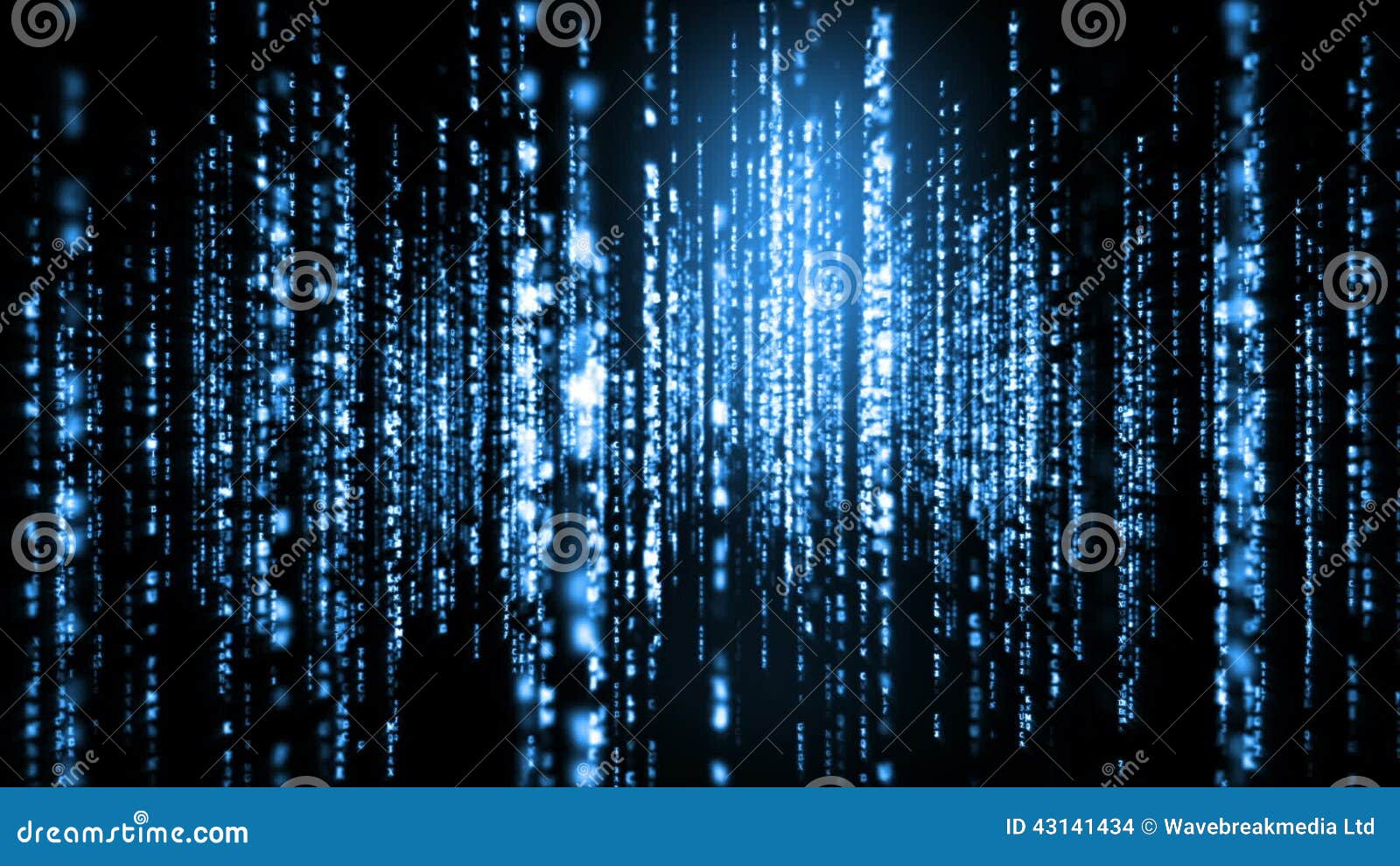 Lines of Light Blue Blurred Letters Falling Stock Footage - Video of ...