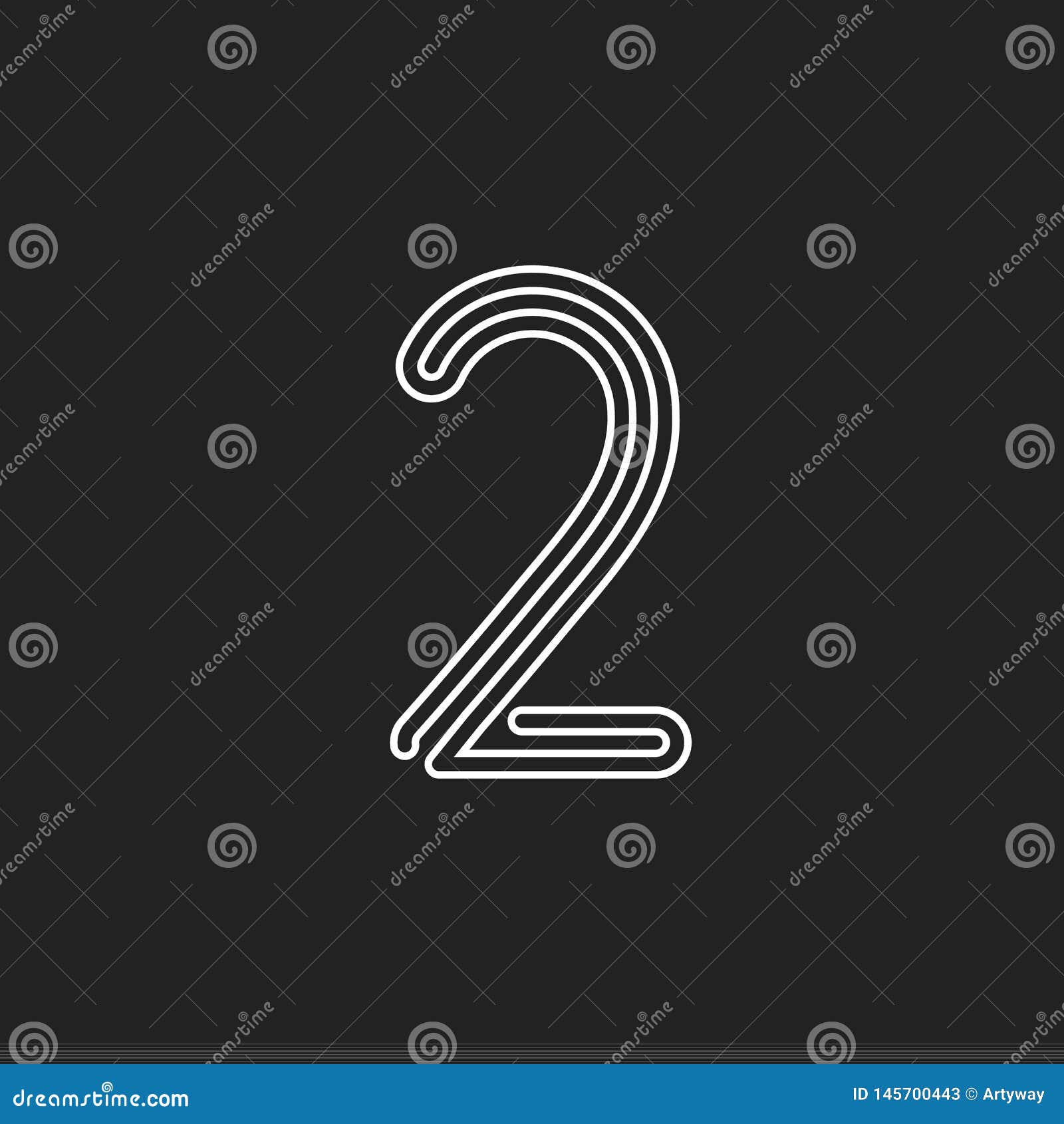 Lines Number 2, Thread Maze Style Vector Latin Number for Logo and ...