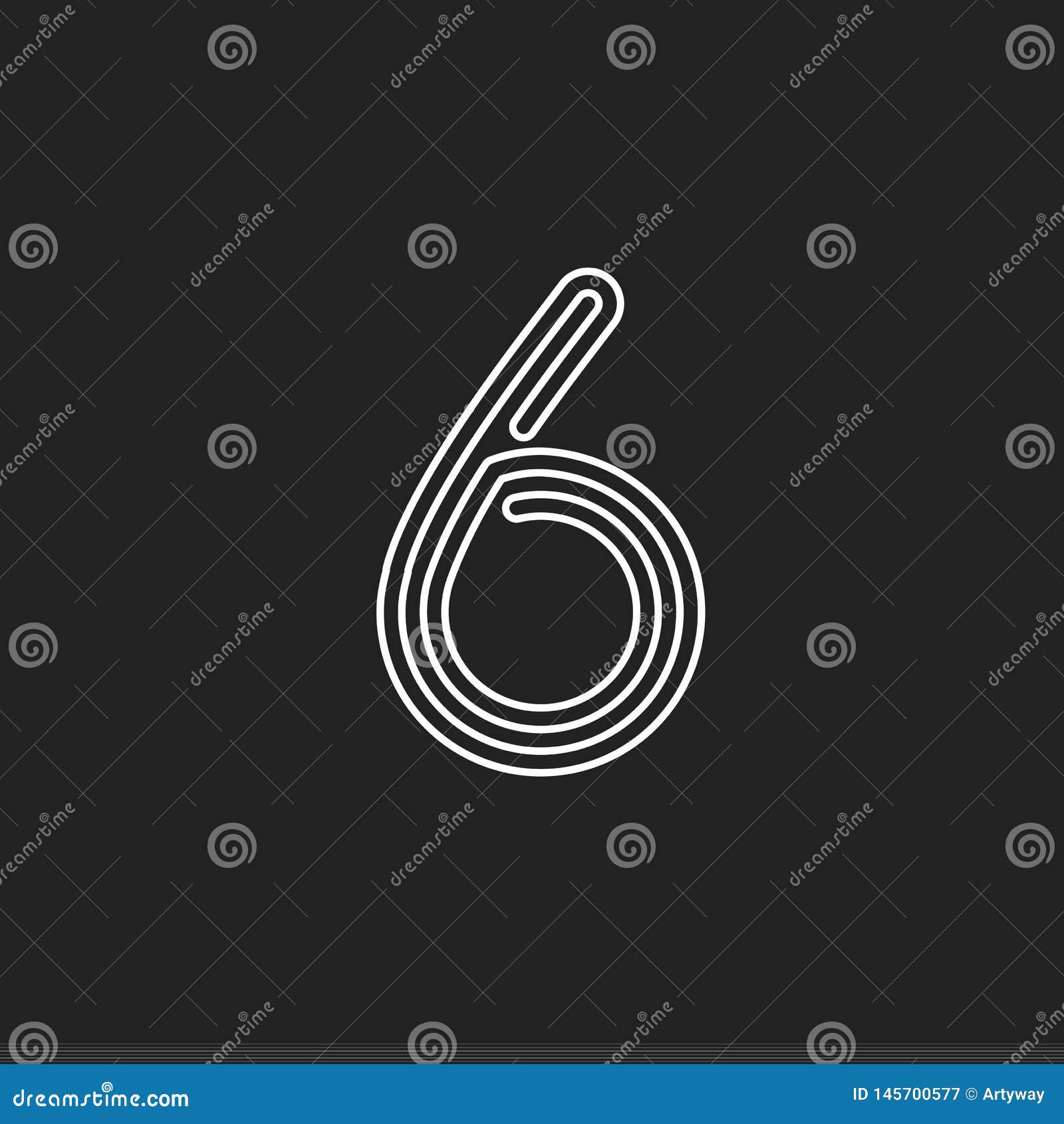Lines Number 6, Thread Maze Style Vector Latin Number for Logo and ...