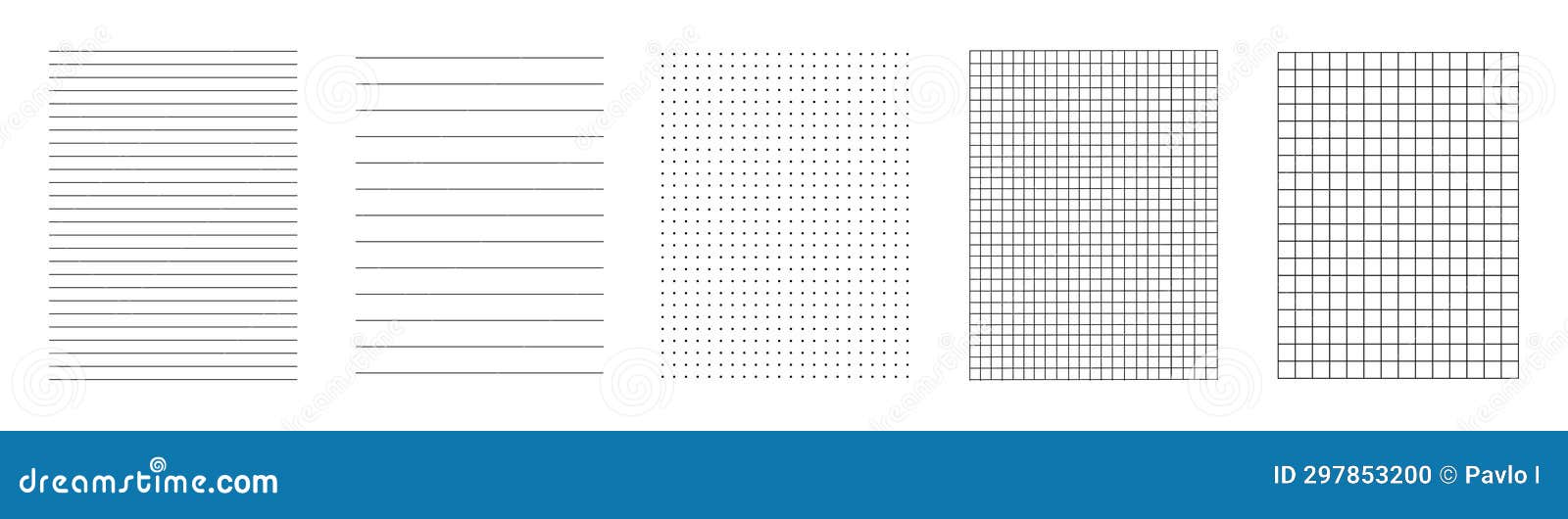 Lines Paper Page Isolated, Dots and Cells Notebook Pattern, Technical ...