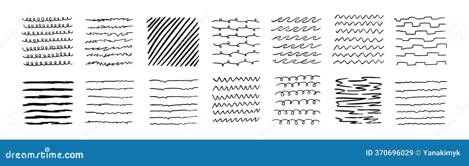 Lines By Pen Hand Drawn Black Doodle Strokes, Underlines By Pencil. Brush Scribbles, Frames ...