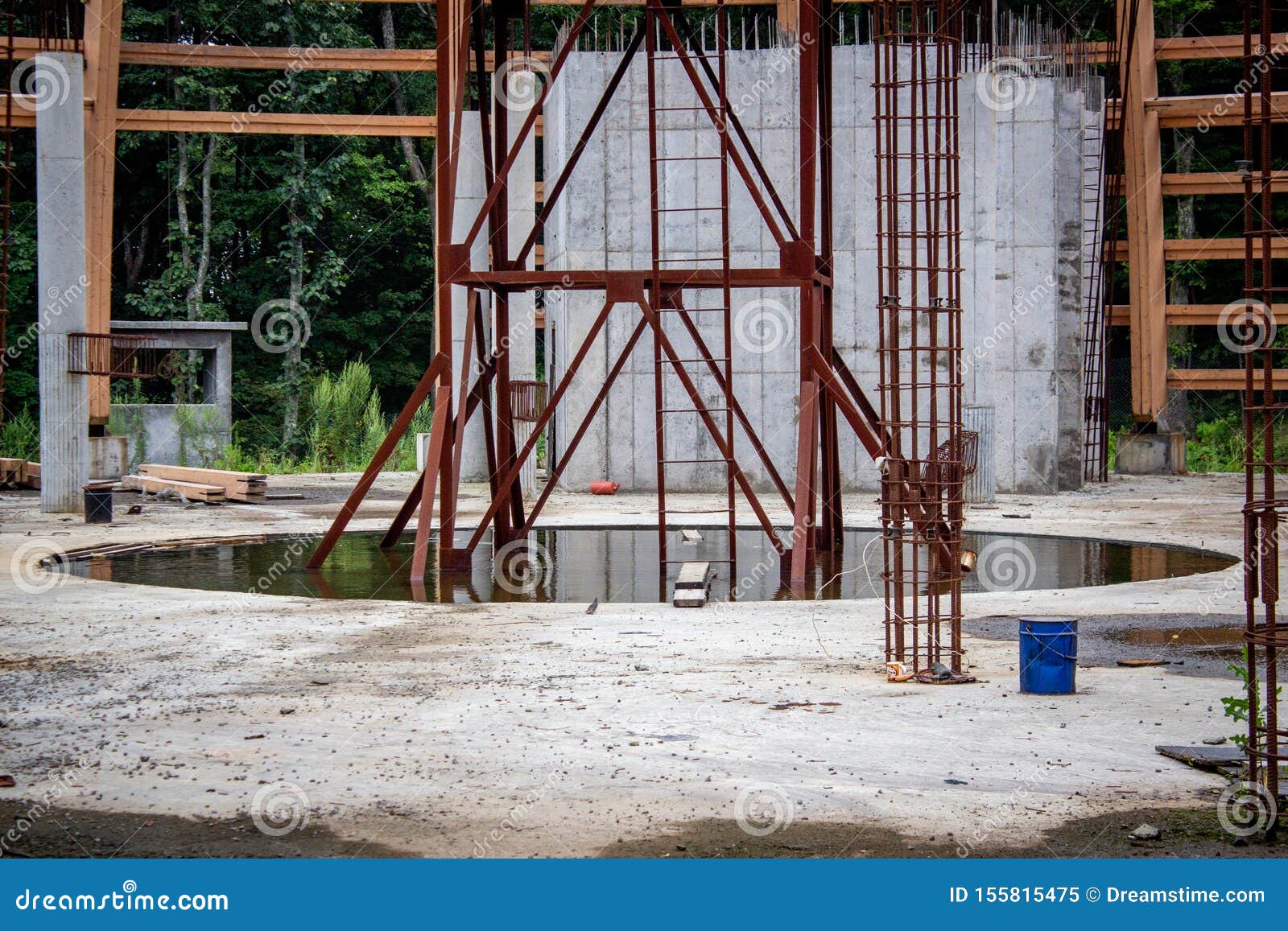 The Lines of Rusty Tower in Concrete Stock Image - Image of brown ...