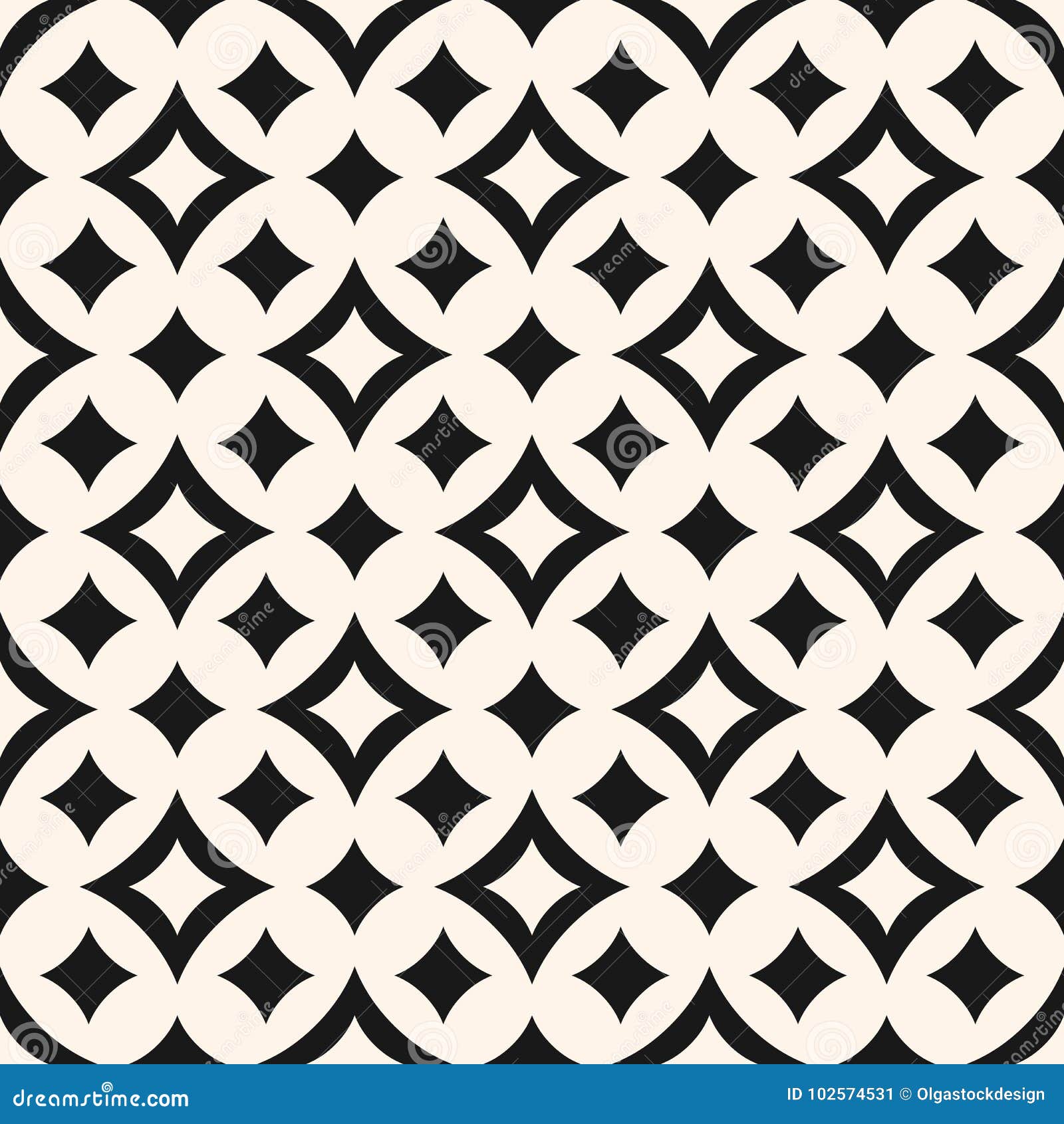 Lines Seamless Pattern with Big and Small Curved Rhombuses. Stock ...