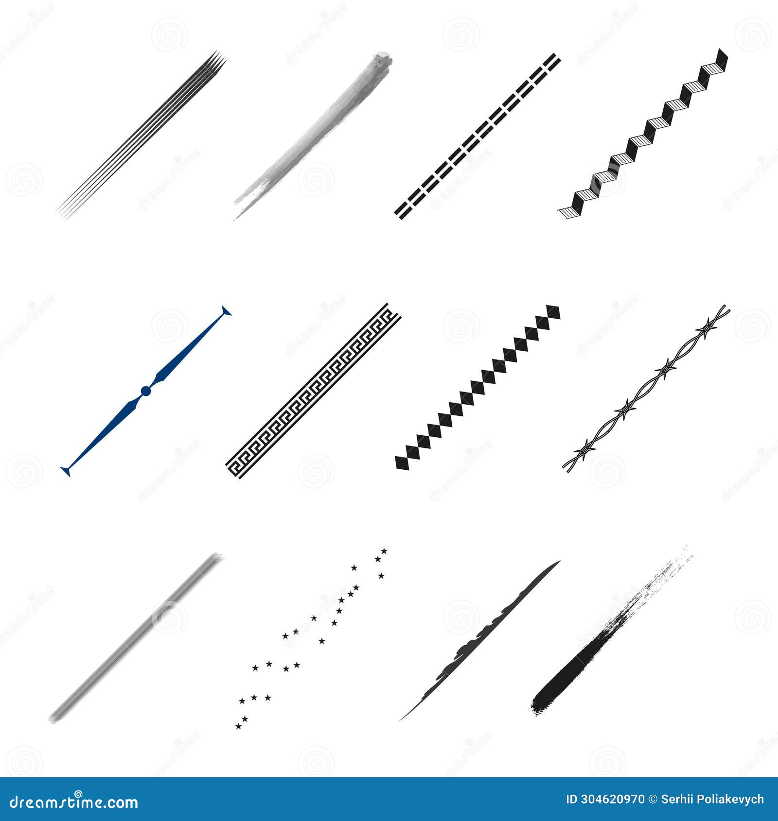 Lines Set in Different Styles. Vector Illustration. EPS 10 Stock ...