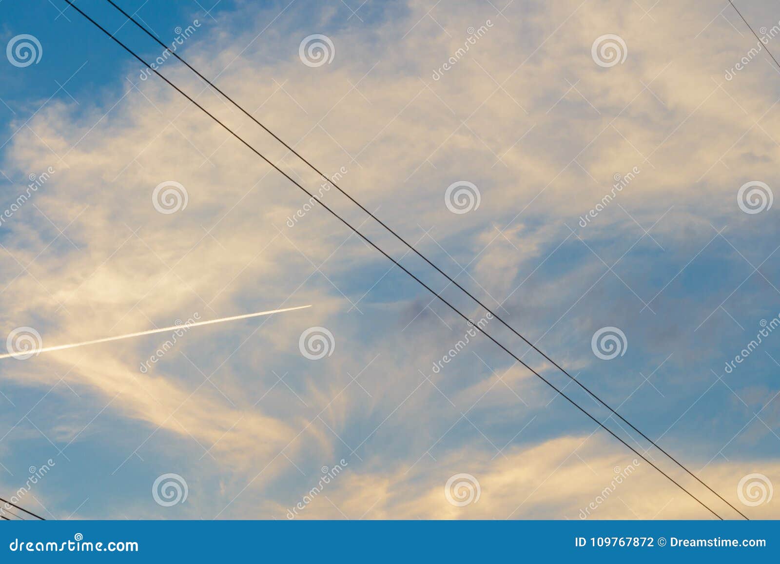 Lines in the sky. stock photo. Image of great, beautiful - 109767872
