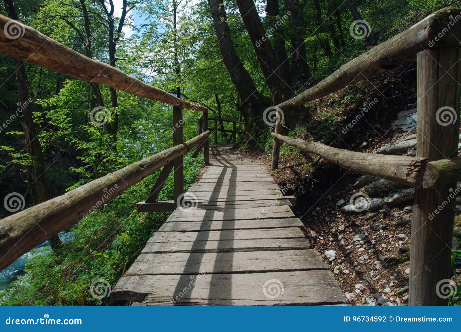 Lines on Wooden Path Near the River. Stock Photo - Image of path, track ...