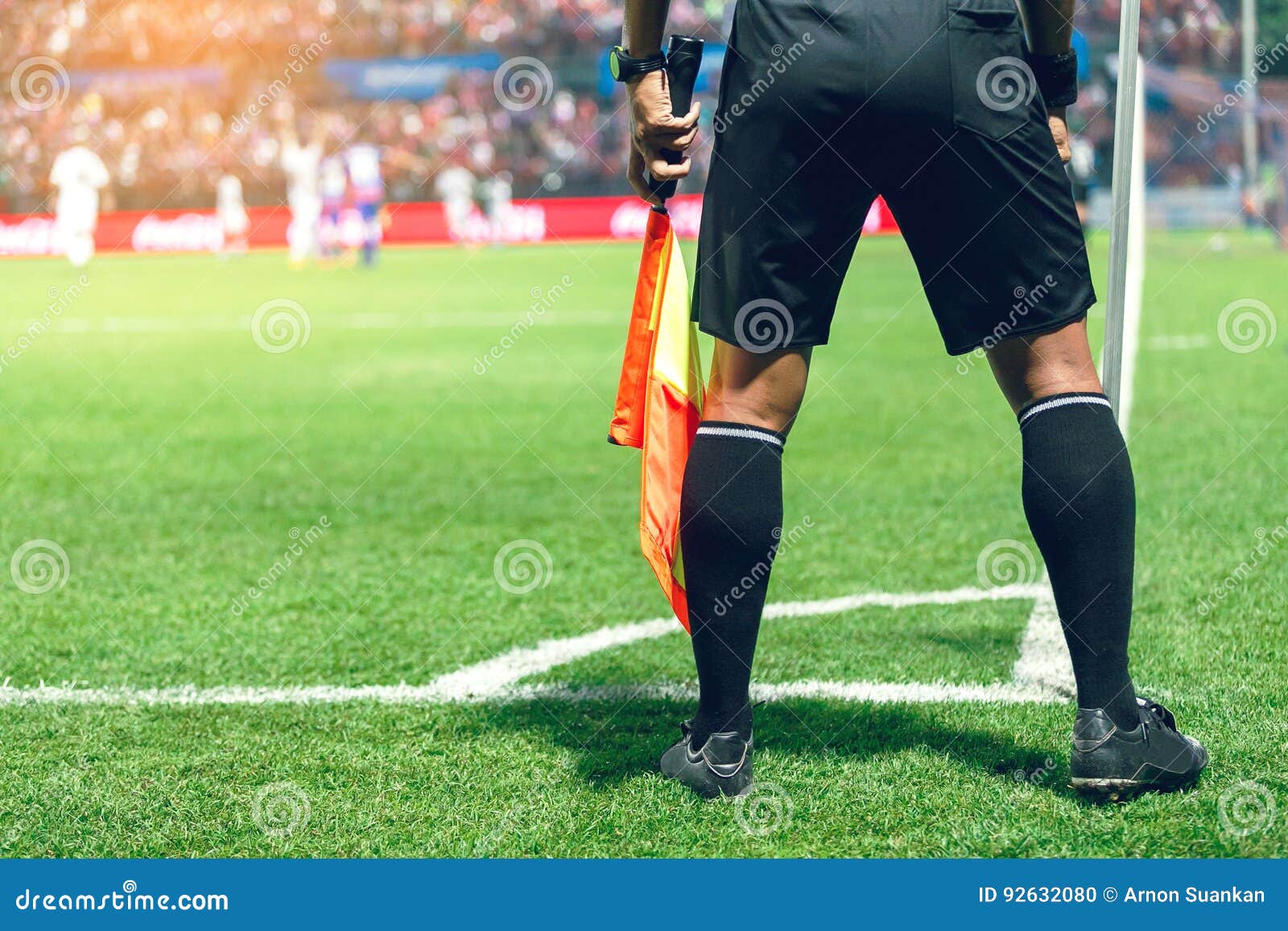Linesman with flag. stock photo. Image of umpire, person - 92632080