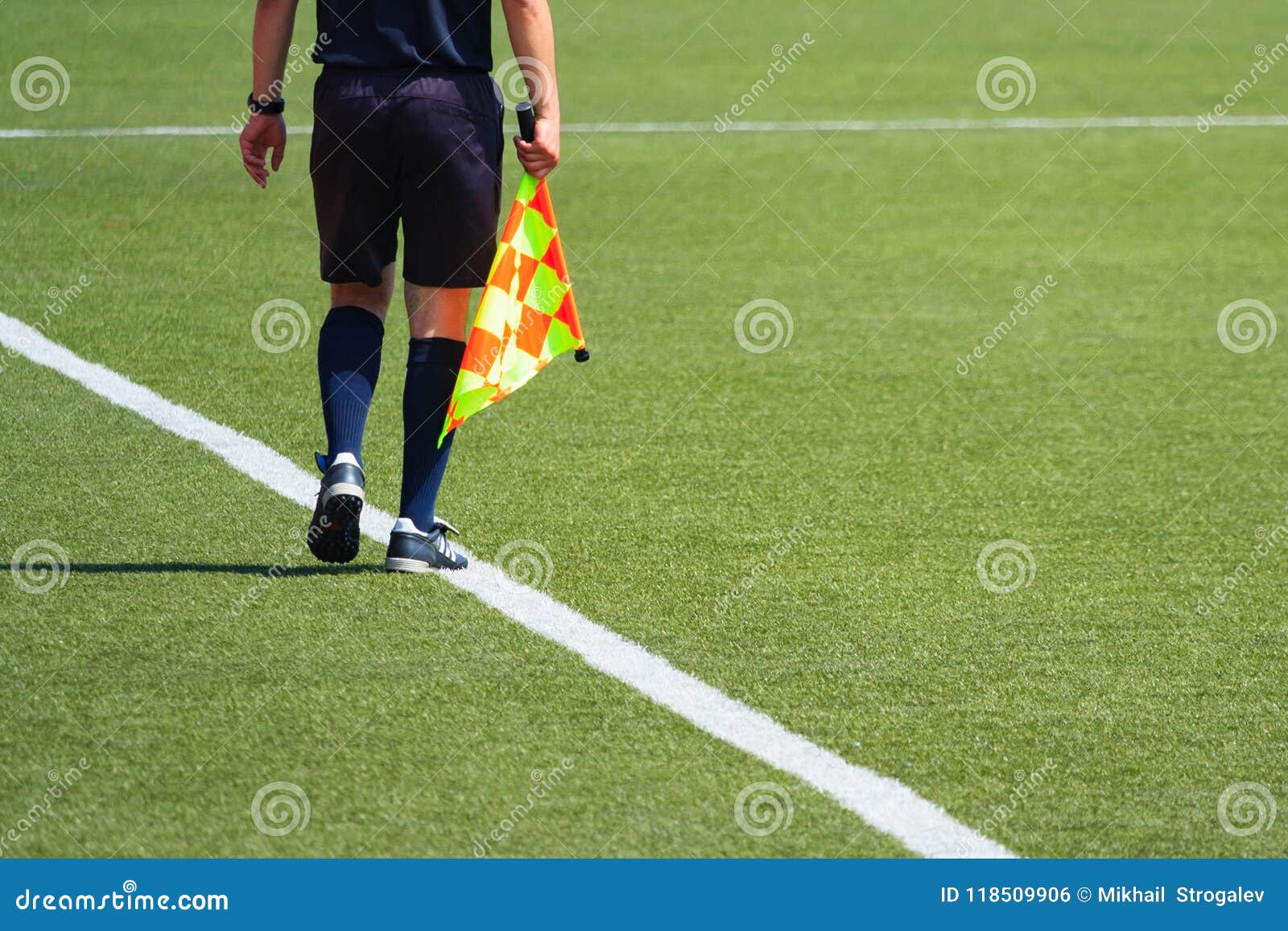 Linesman on a Football Match Stock Photo - Image of flag, judge: 118509906