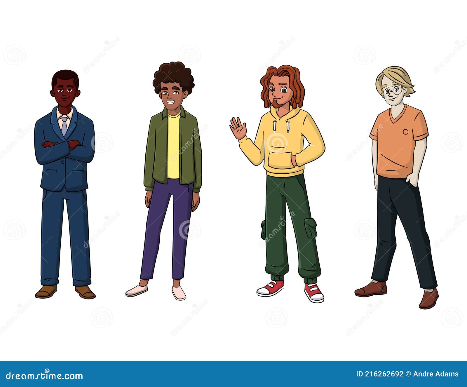 Lineup of men standing stock vector. Illustration of caucasian - 216262692