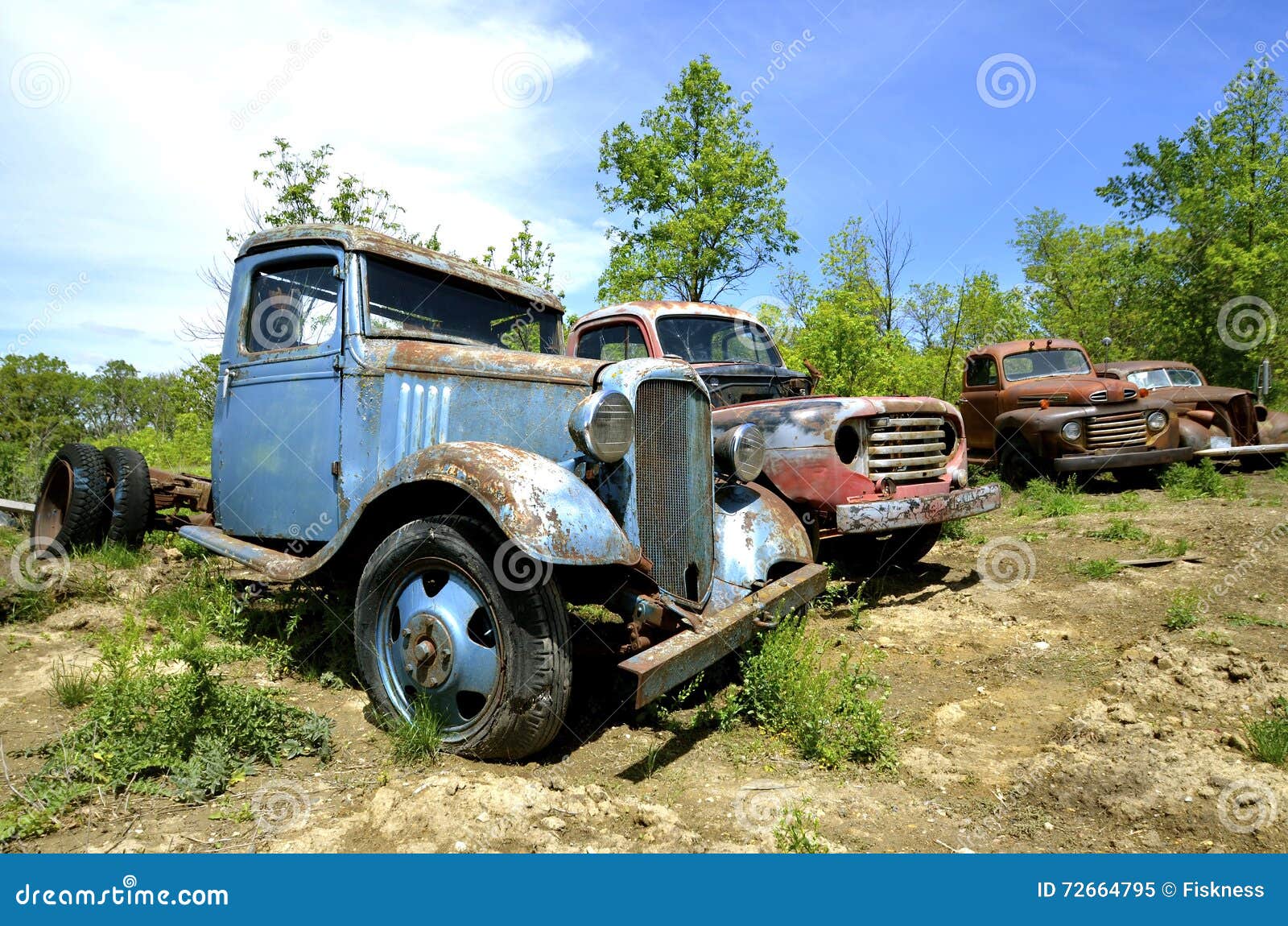 Lineup of Old Junked Pickups Stock Image - Image of hood, motor: 72664795