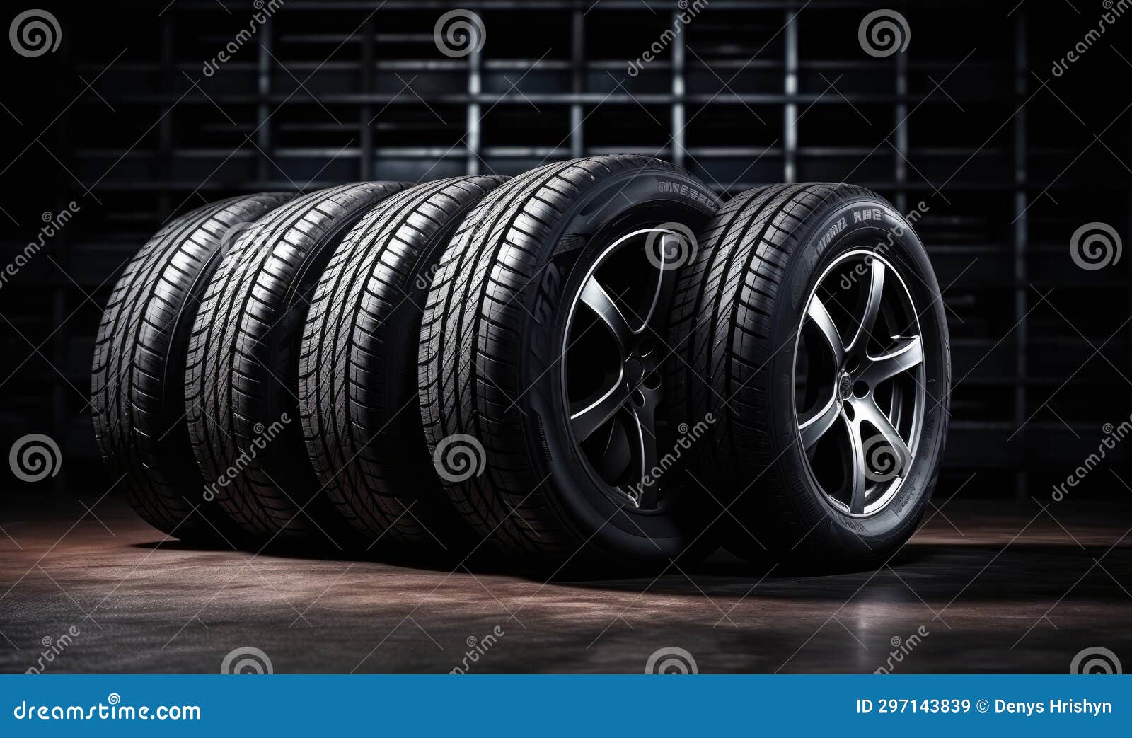 A Lineup of Rubber Tires on a Smooth Surface Stock Illustration ...