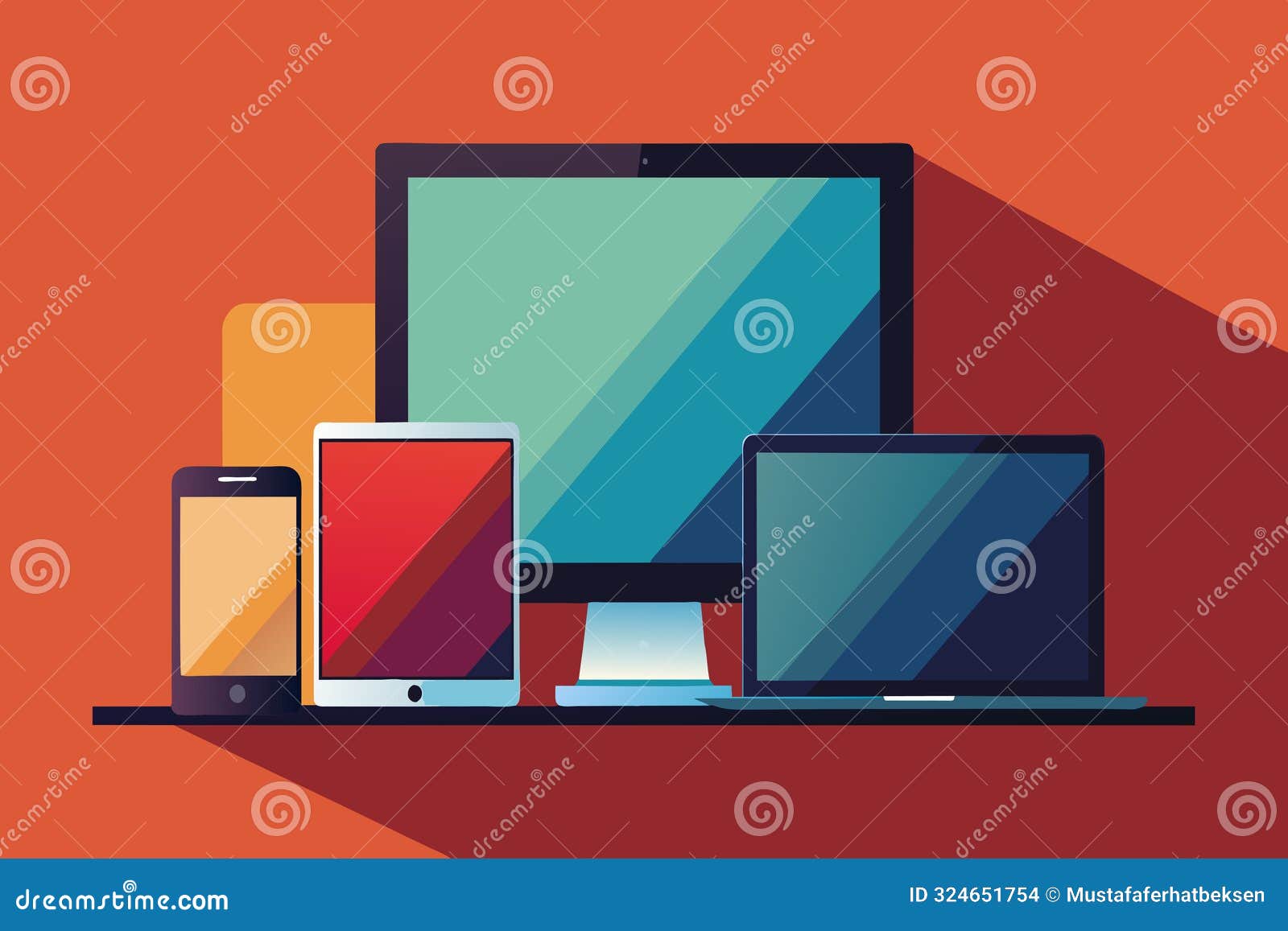 A Lineup of a Smartphone, Tablet, Laptop, and Desktop, Showcasing Tech ...