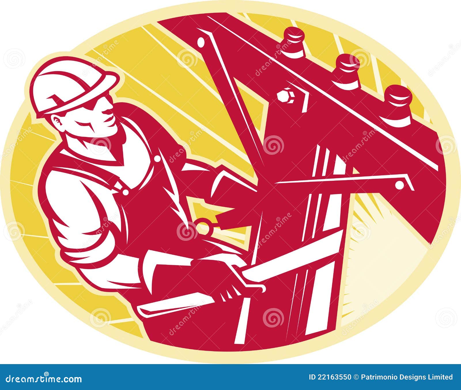 Lineworker Power Lineman Climbing Electric Pole Stock Illustration ...