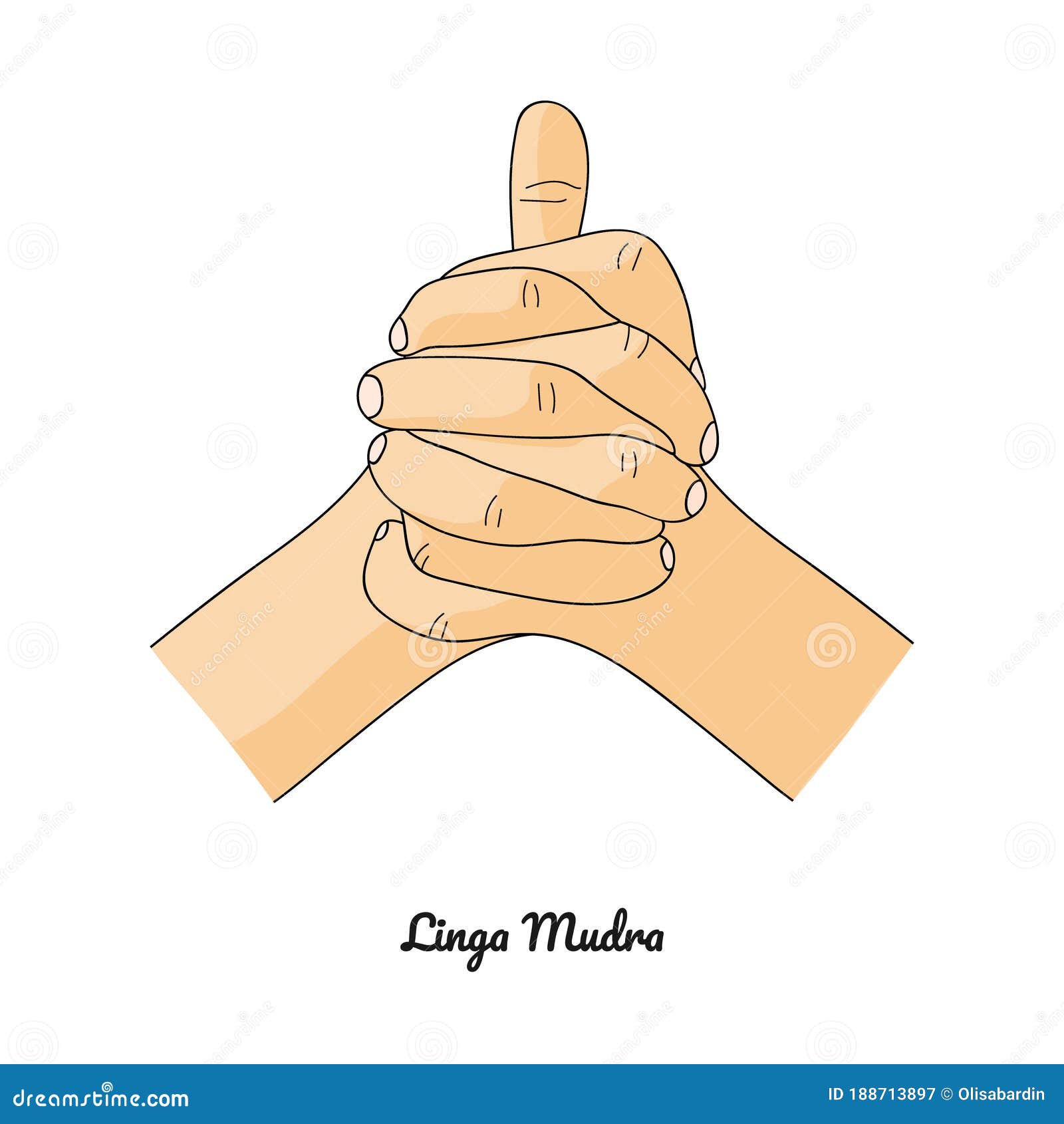 Linga Mudra. Hand Spirituality Hindu Yoga Of Fingers Gesture. Technique ...