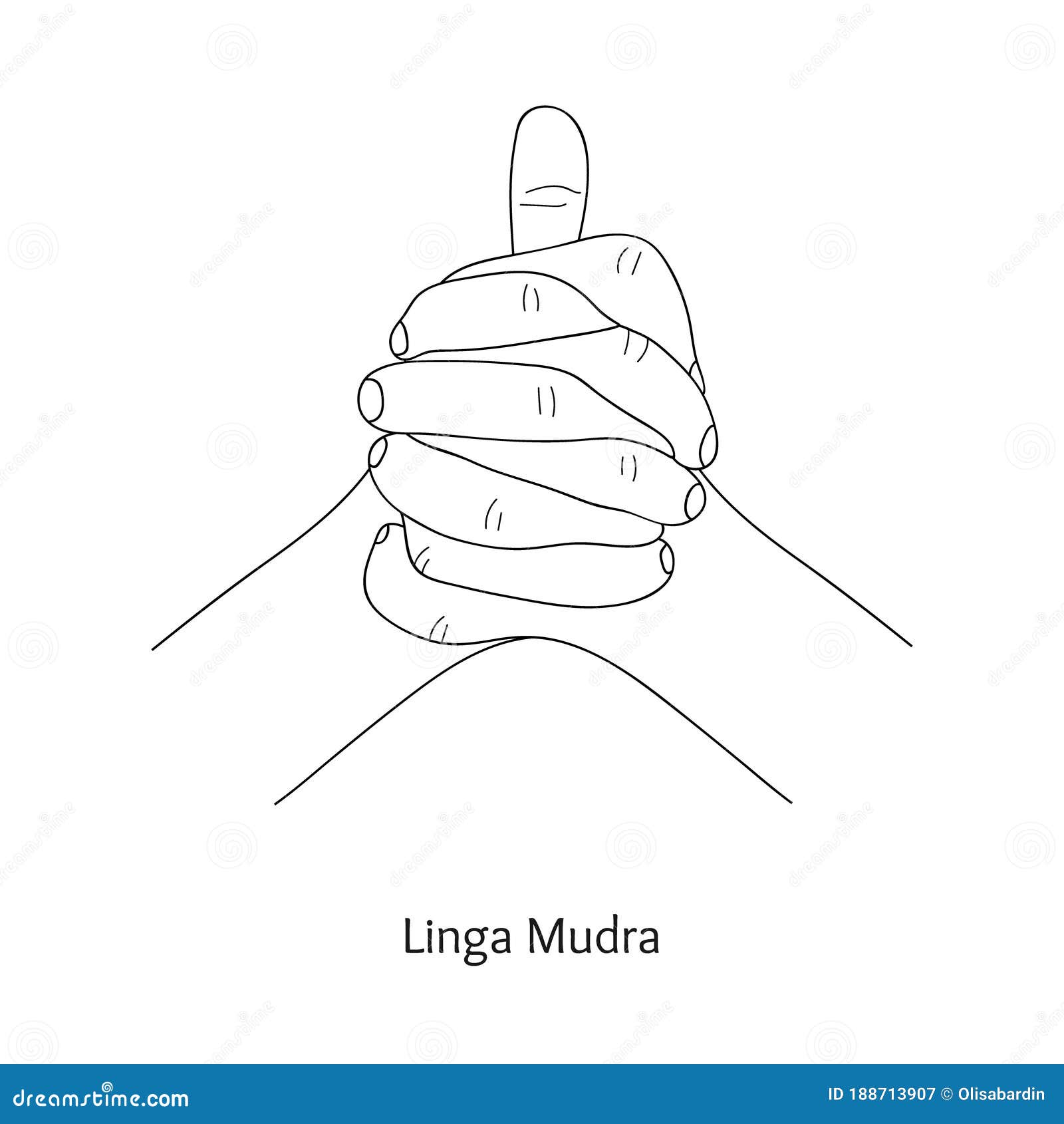 Linga Mudra. Hand Spirituality Hindu Yoga Of Fingers Gesture. Technique ...