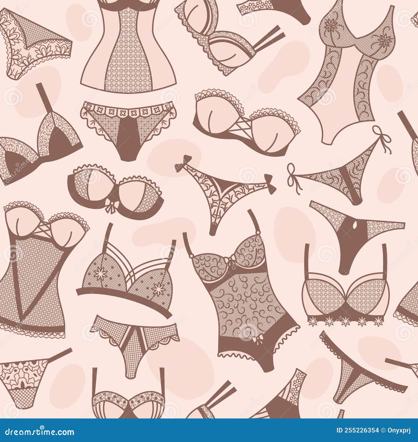 Lingerie Pattern Woman Body Clothes Seamless Background Recent Vector