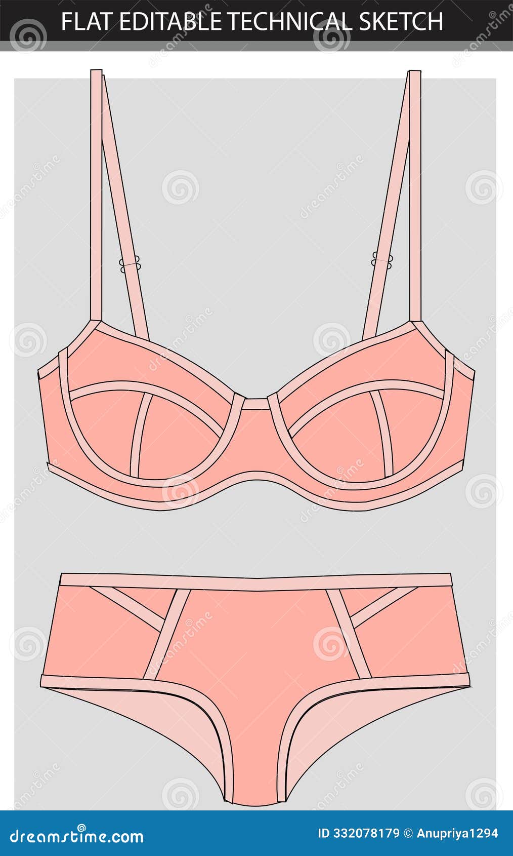 Lingerie Set Peach. Lingerie Collection. Vector Illustration File ...