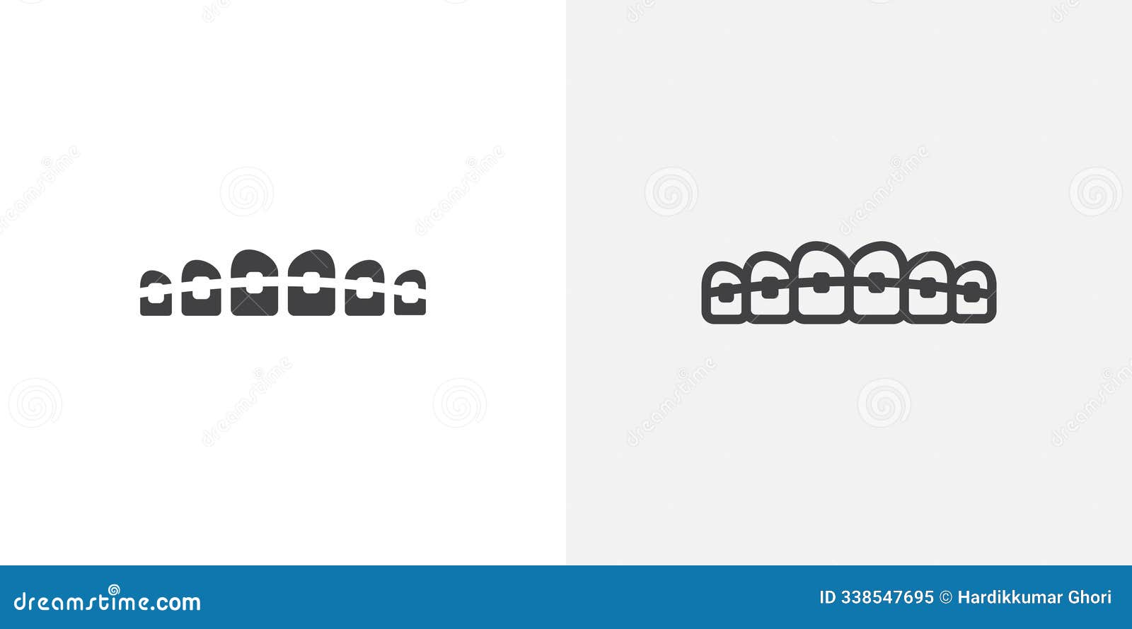 Lingual Braces Icon Black Line Art Vector Logo Set | CartoonDealer.com ...